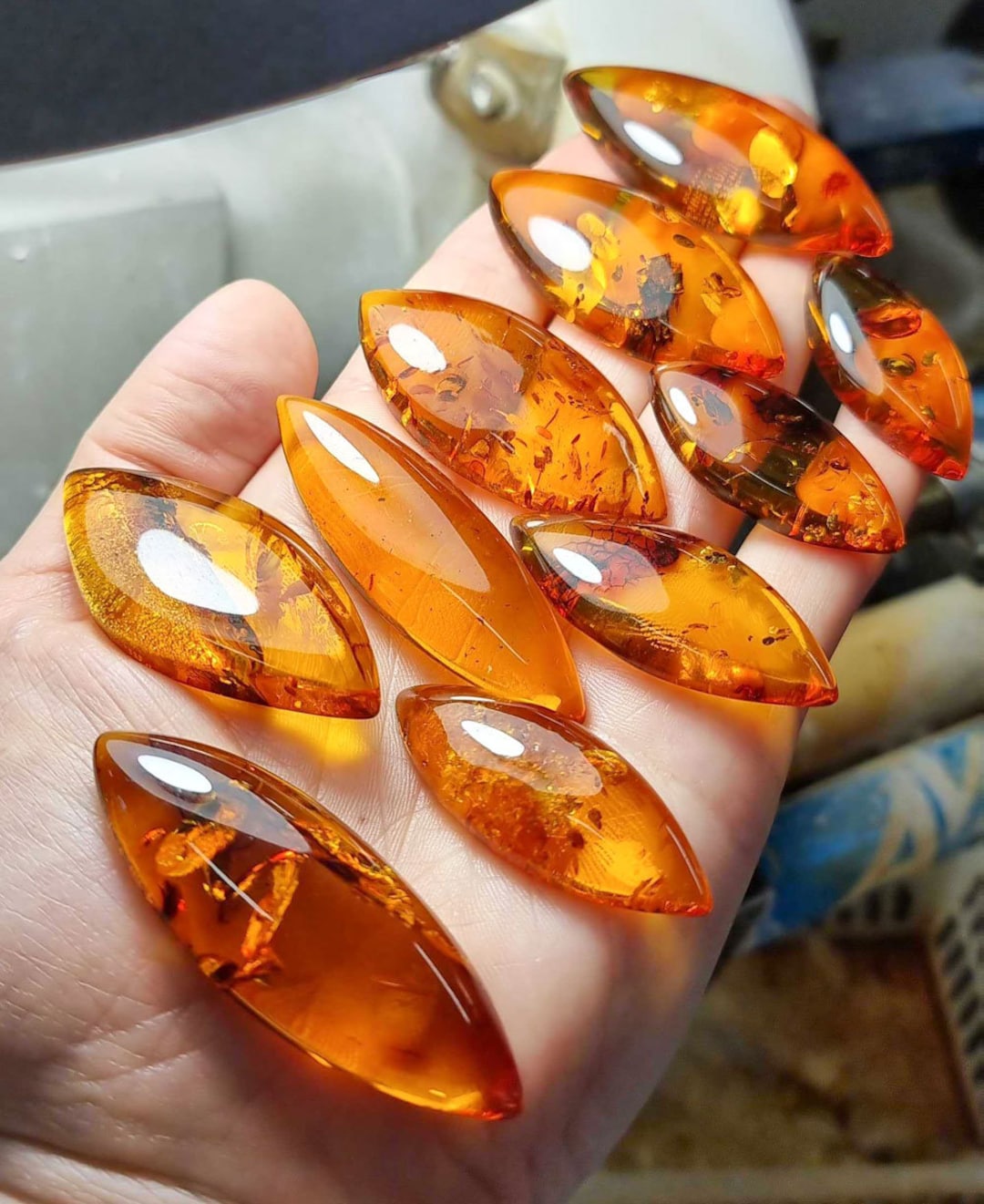 Natural Baltic Amber Cognac Color, Free Marquise Shape Flat Bottom ...