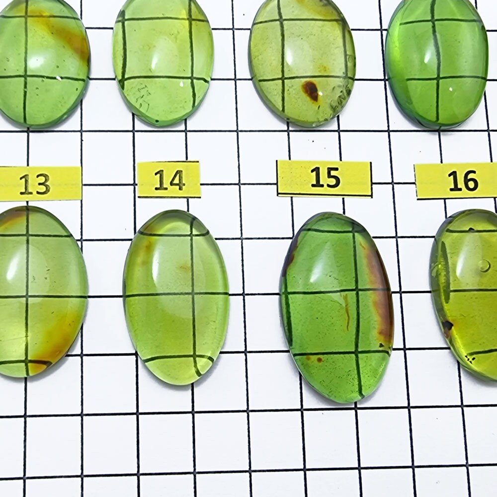 Natural Amber Green Color, Free Shape Flat Bottom Cabochons, Various ...