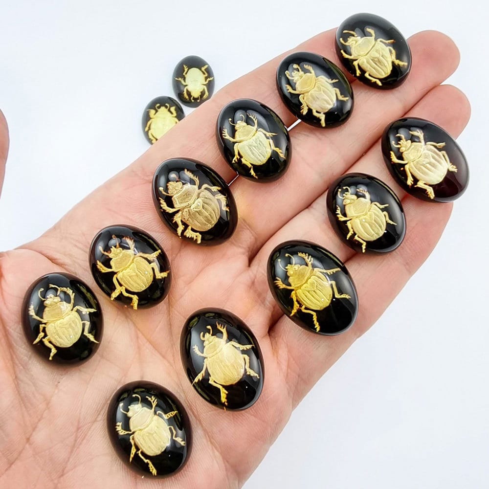 Natural Baltic Amber Scarab Intaglio Cherry Color Bottom, Regular ...