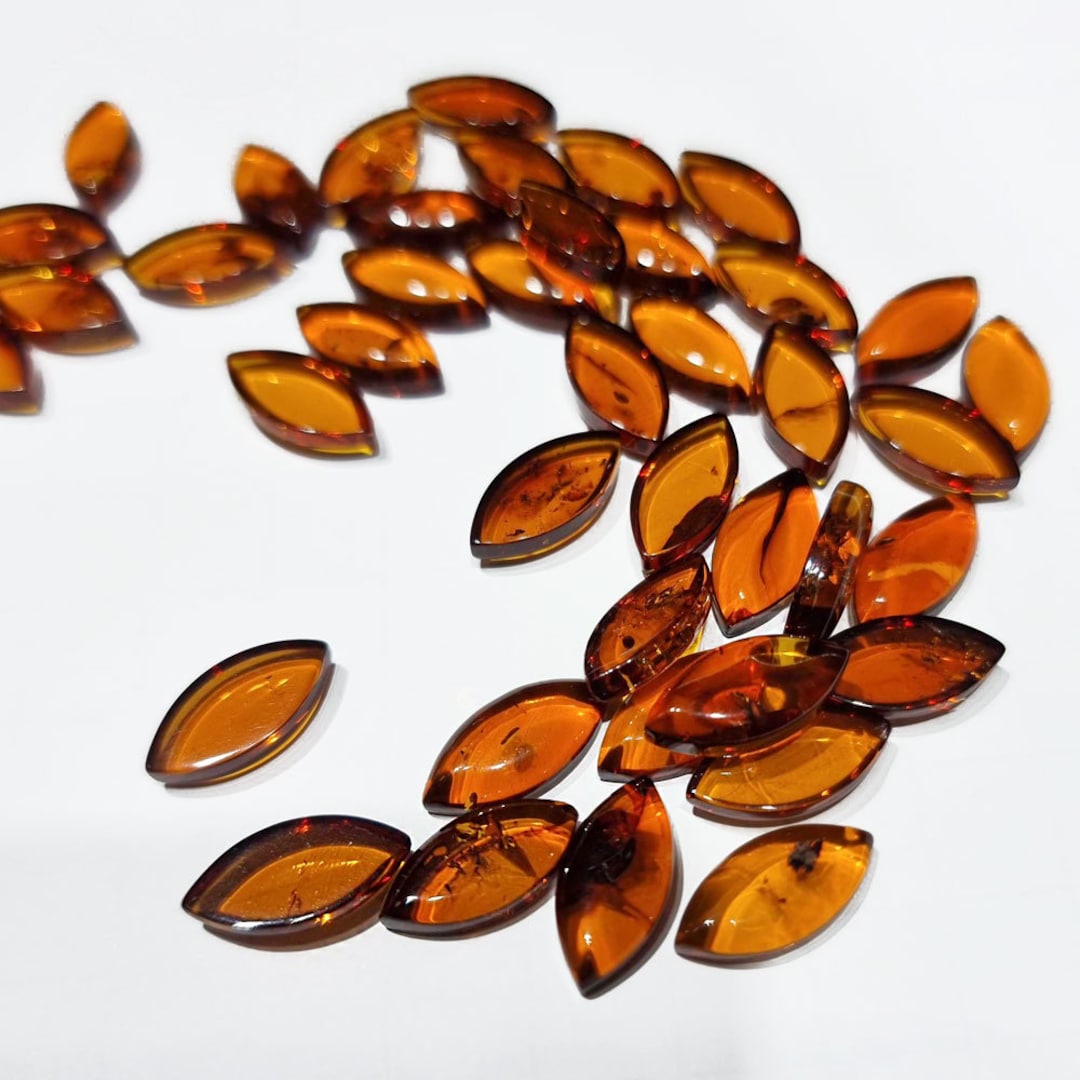 Natural Cognac Baltic Amber Cabochons, Marquise Shape, Jewelry Making ...
