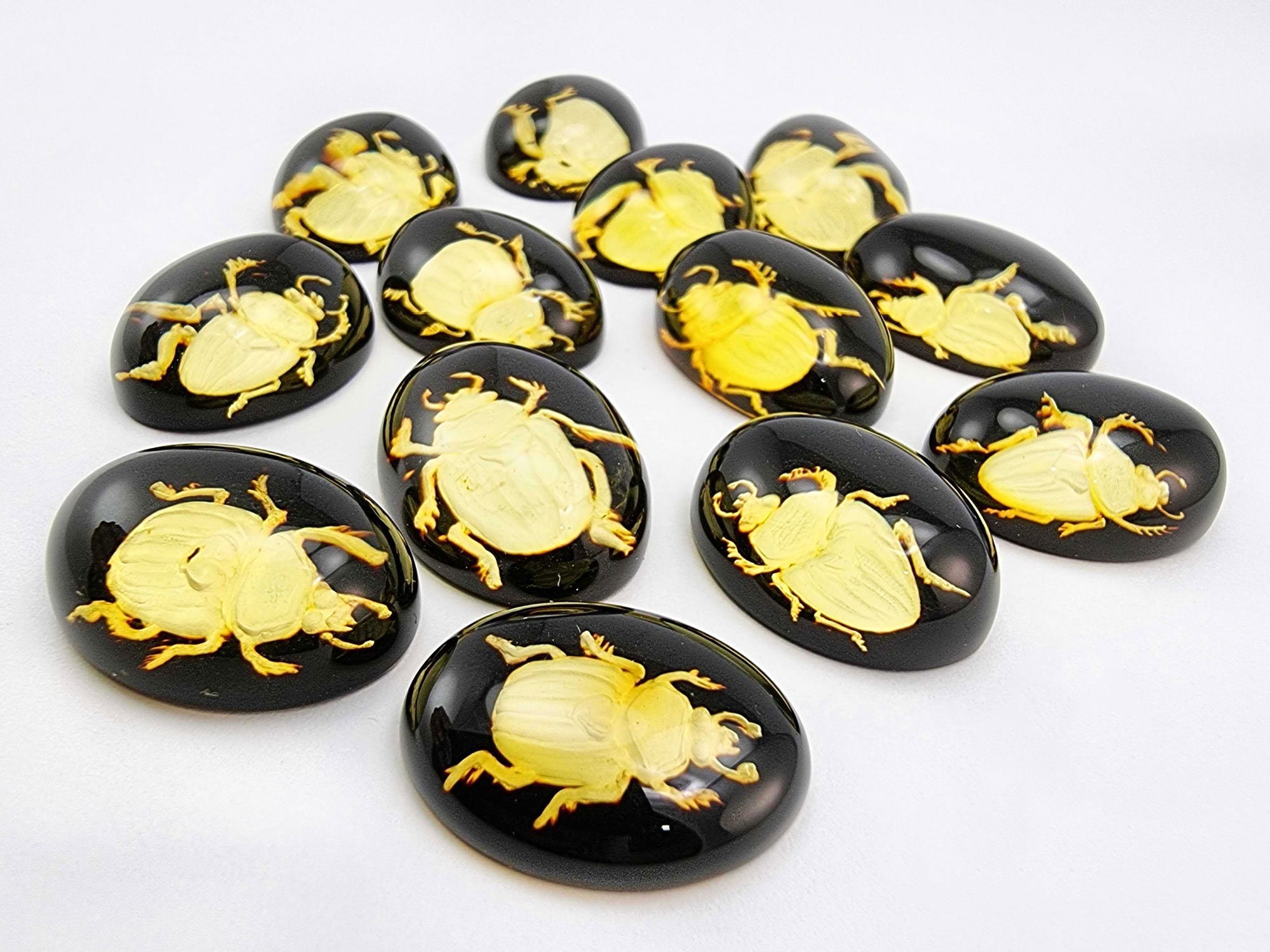 Natural Baltic Amber Scarab Intaglio Cherry Color Bottom, Regular ...