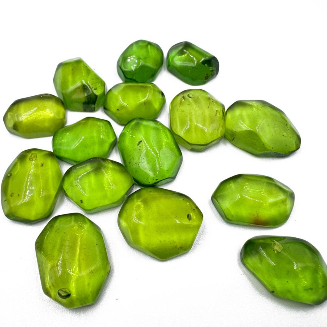 Natural Amber Green Color, Faceted Cut Shape Cabochons, Various Sizes ...