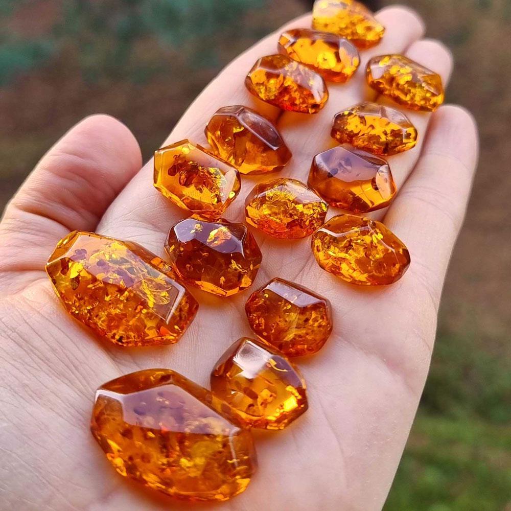 Natural Baltic Amber Cognac Color, Faceted Cut Shape Cabochons, Various ...