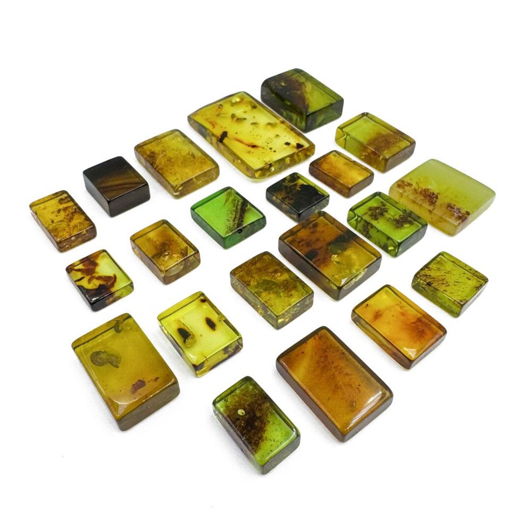 Natural Amber Green Color, Rectangular Shape Cabochons, Various Sizes ...