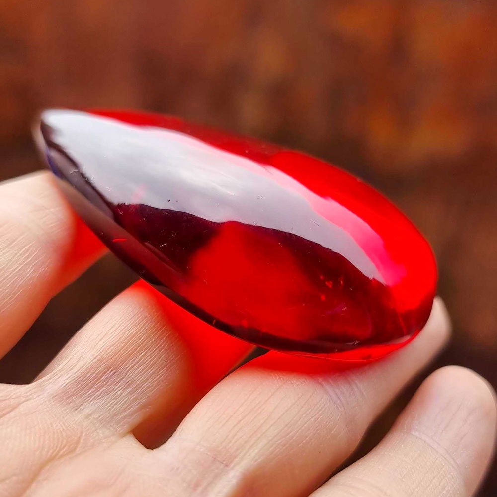 Natural Amber Red Color Drop Free Shape Flat Bottom - Etsy