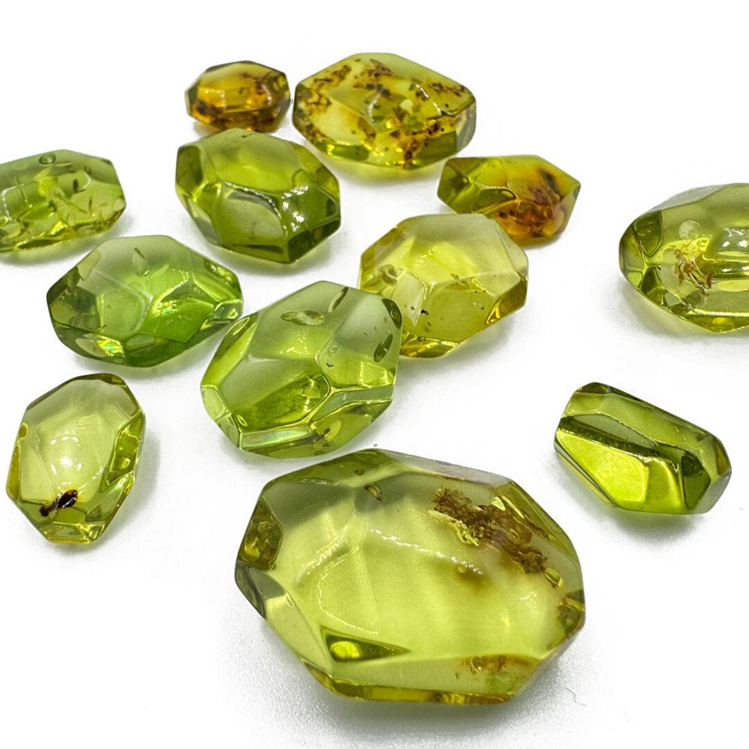 Natural Amber Green Color, Faceted Cut Shape Stones, Various Sizes. - Etsy