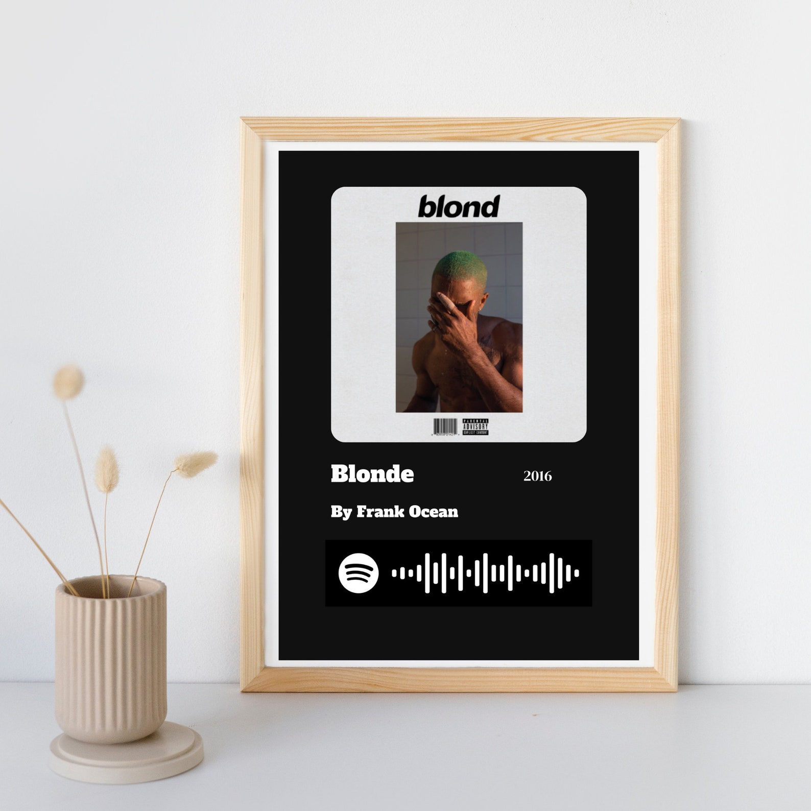 Frank Ocean Blonde Album Cover With Spotify Code Digital Etsy