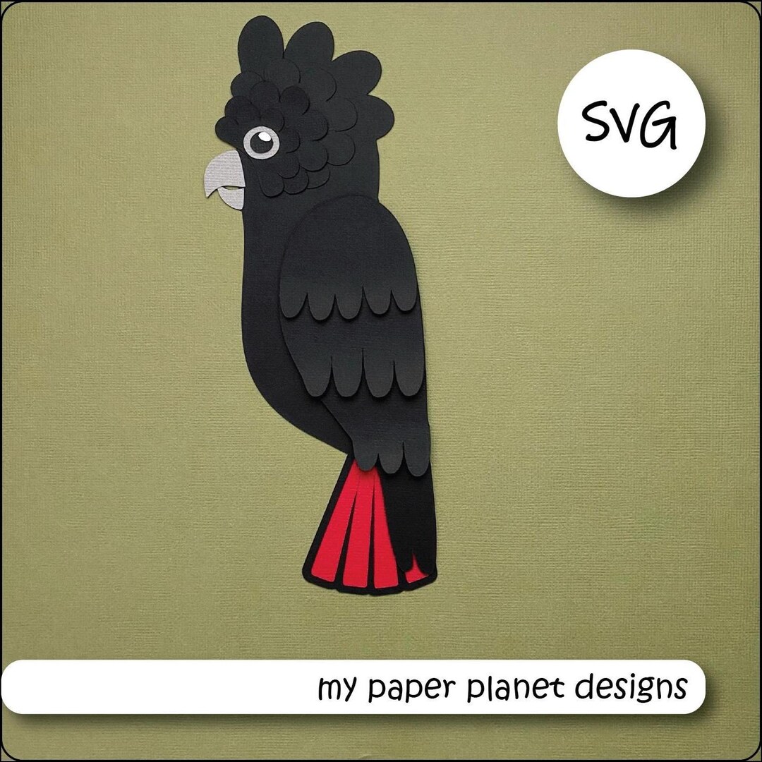 SVG Red Tailed Black Cockatoo, DIY Digital Layered Cutting Files for ...