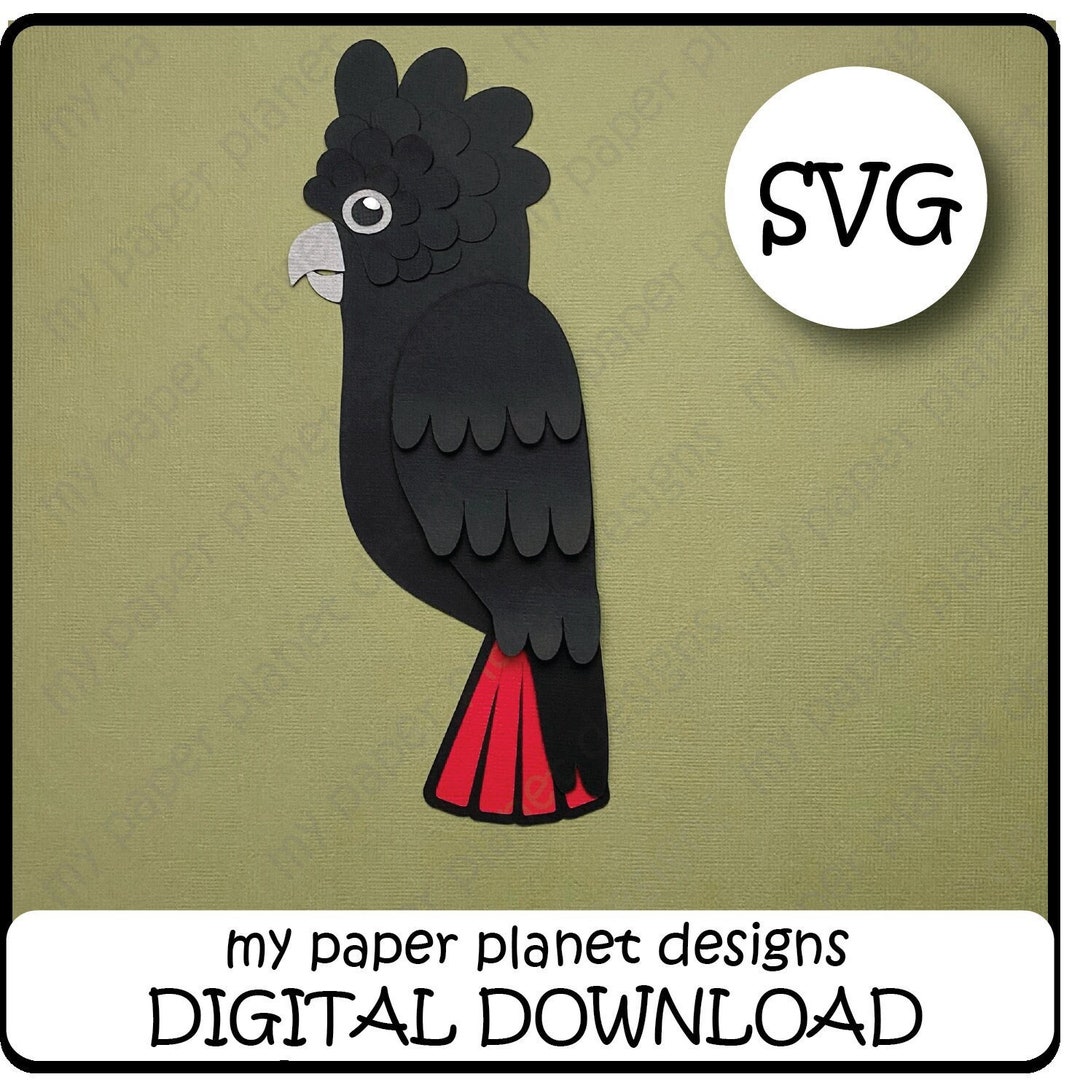 SVG Red Tailed Black Cockatoo, DIY Digital Layered Cutting Files for ...