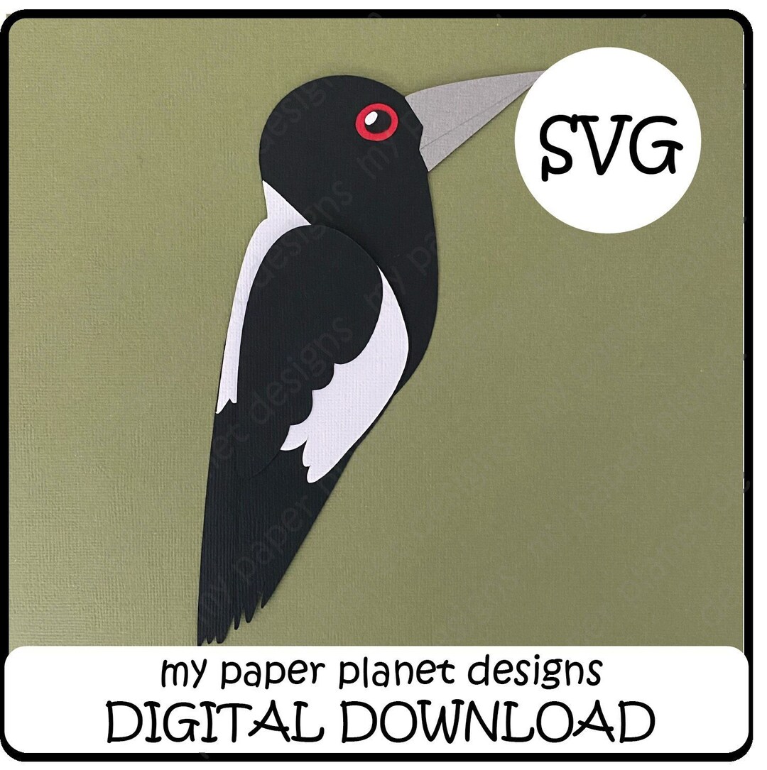 SVG Australian Magpie, DIY Digital Layered Cutting Files for Papercraft ...