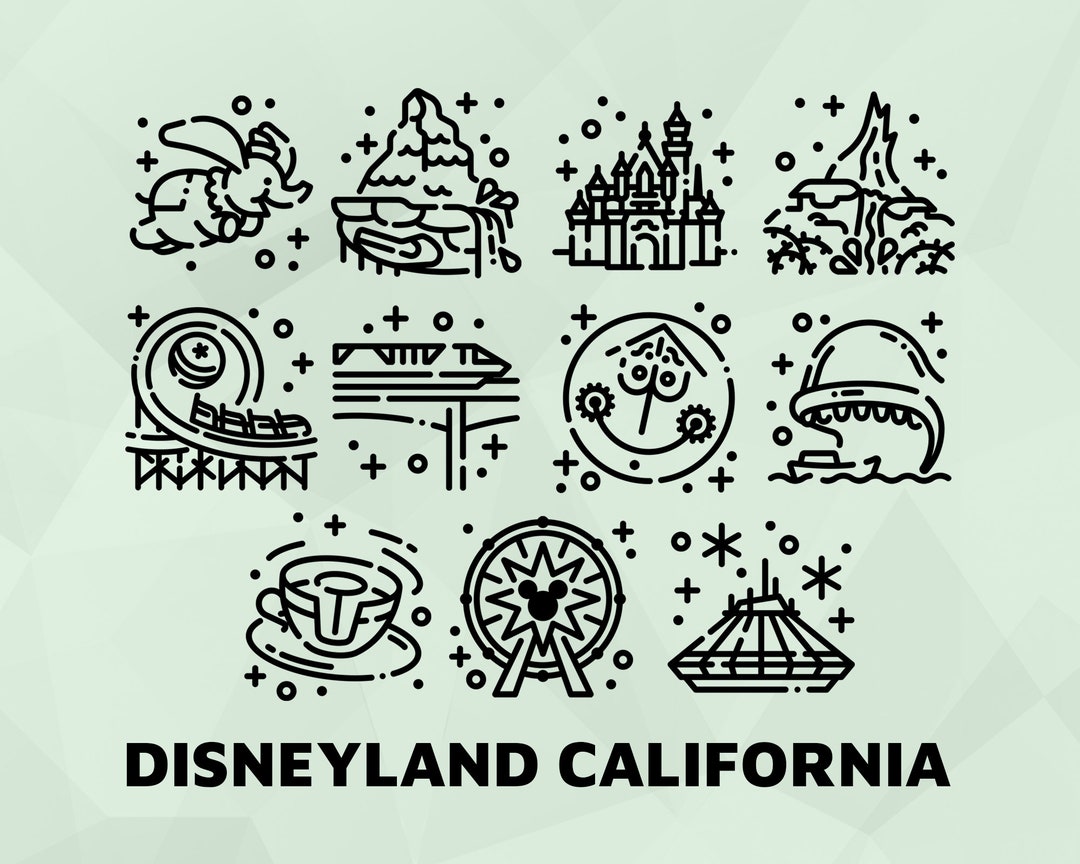 Disneyland California Adventure 11 Theme Parks Icon SVG Bundle - Etsy