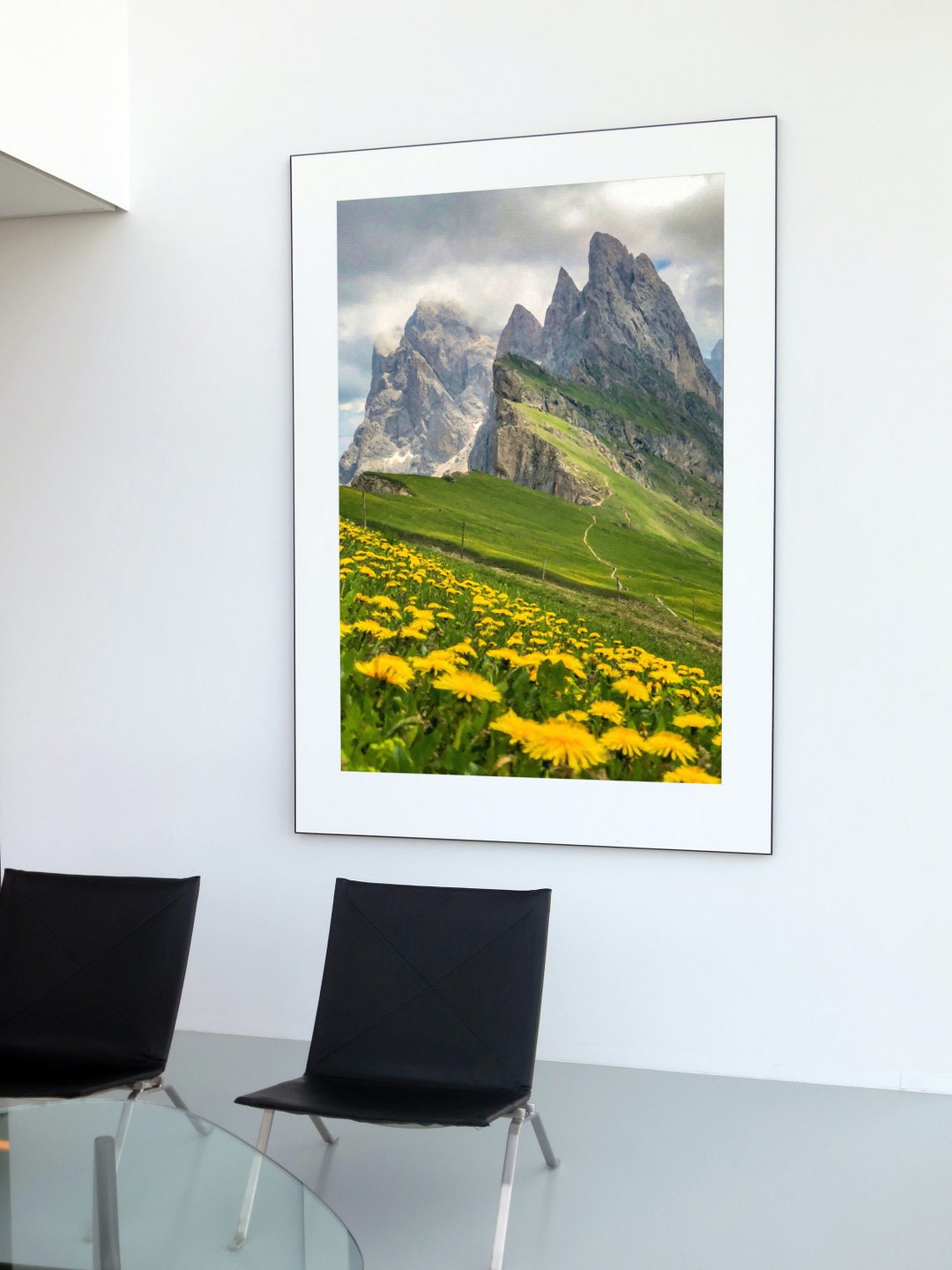 Alpine Landscape Print, Yellow Flowers, Mountain View (digital Download ...
