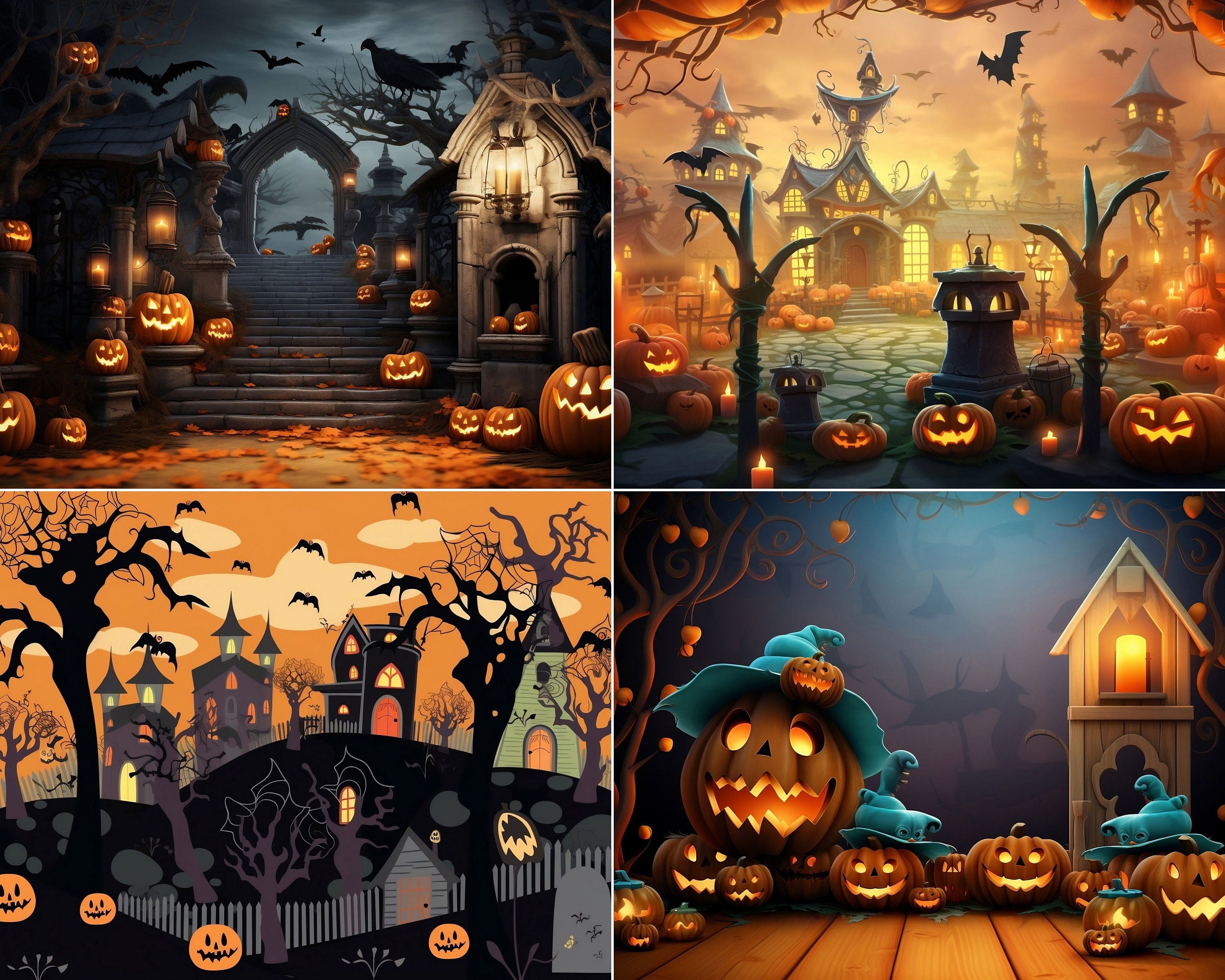 20x Halloween Themed Backgrounds, Studio Digital Photography, Pumpkins ...