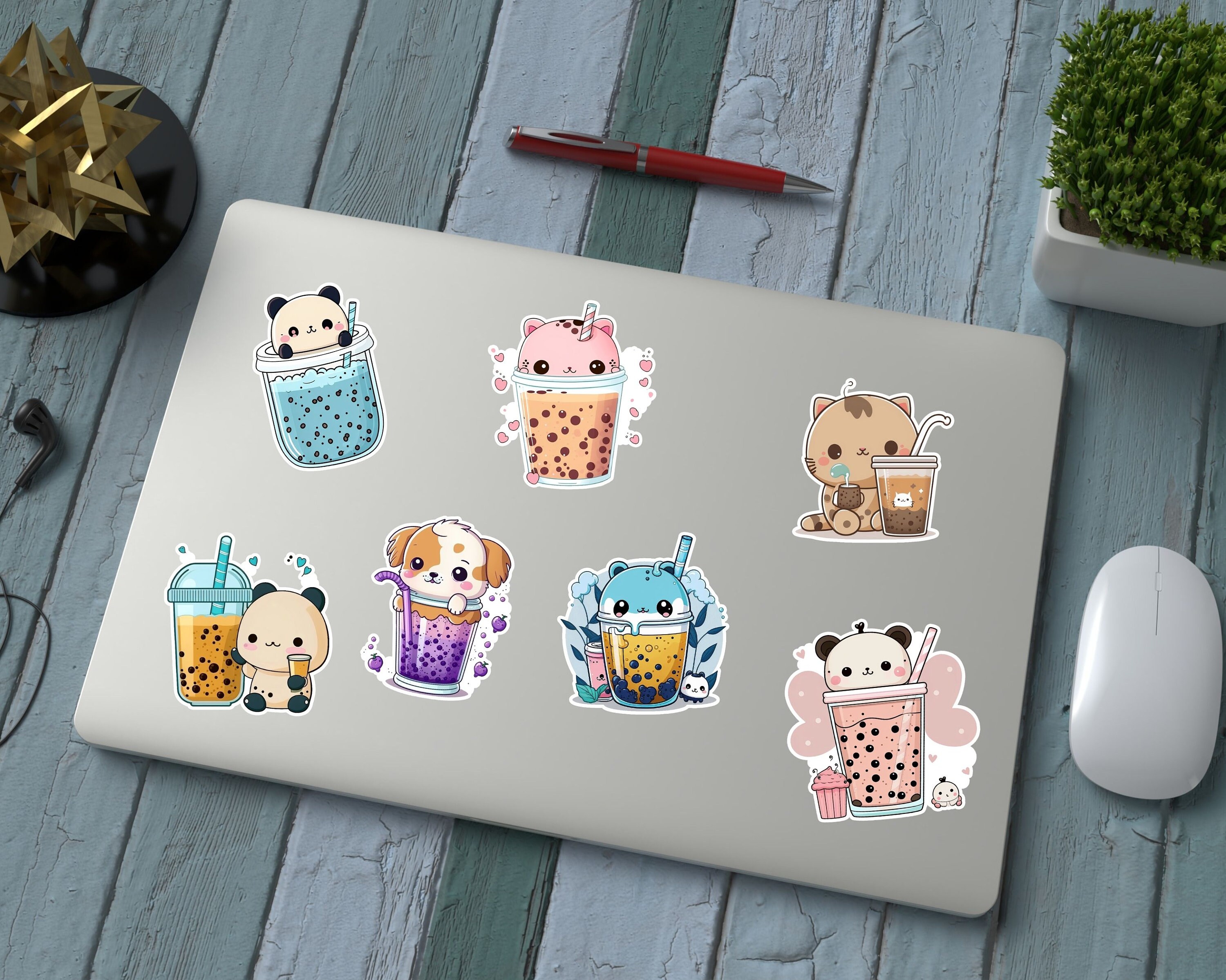 Kawaii Animals Boba Tea Stickers, Planner Stickers (digital Download ...