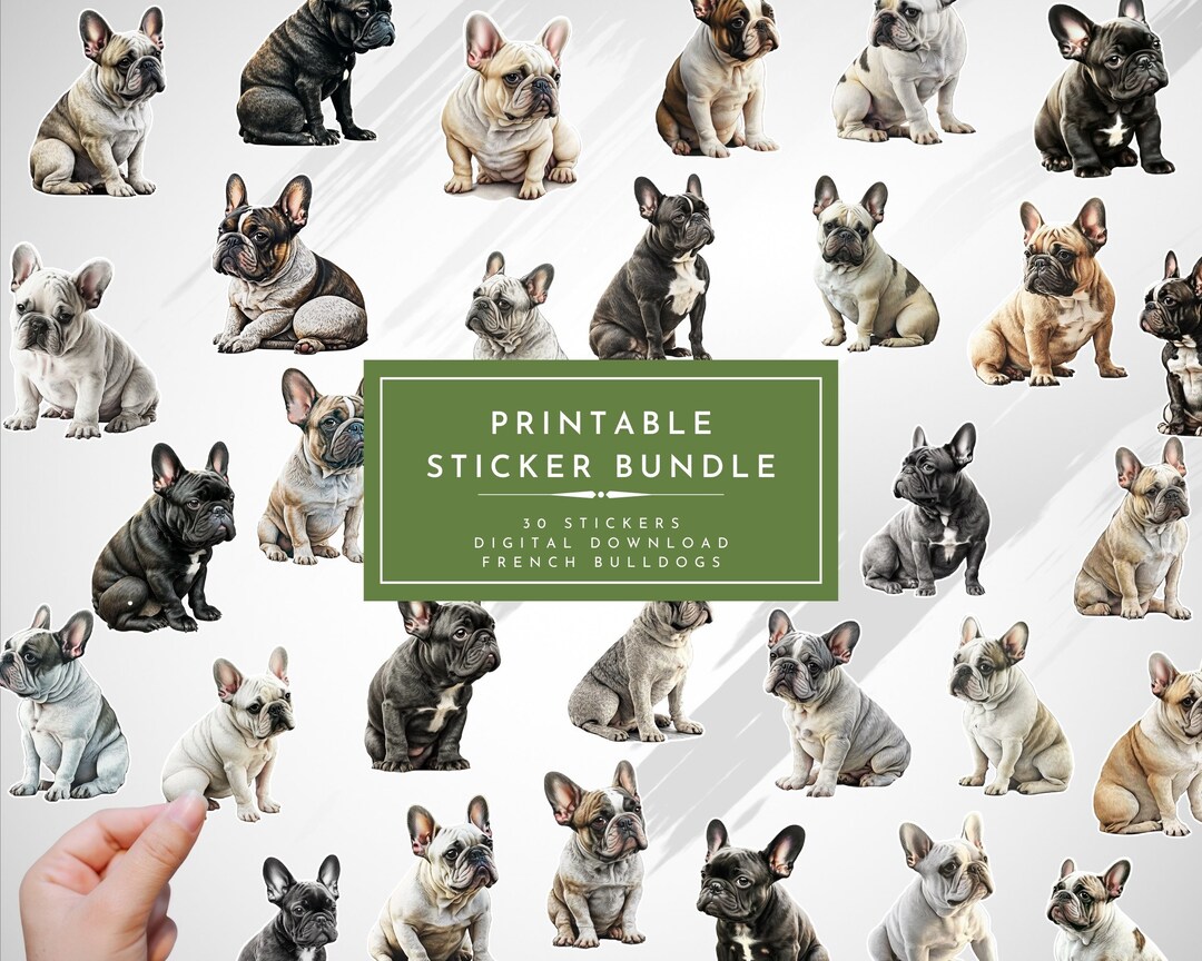 30x Printable French Bulldog Stickers, Printable Teacher Resources ...