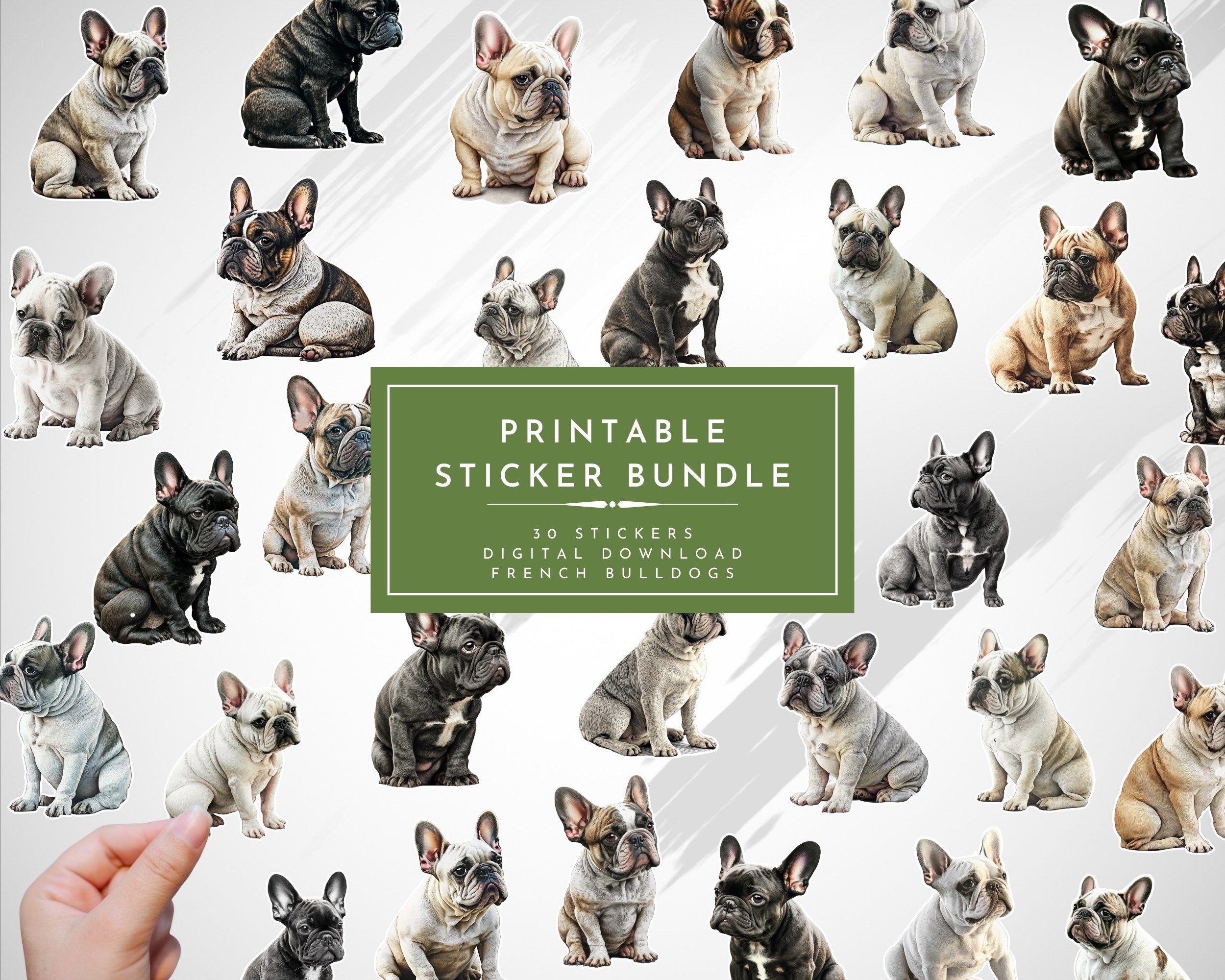 30 French Bulldog Stickers, Printable Teacher Resources (digital ...