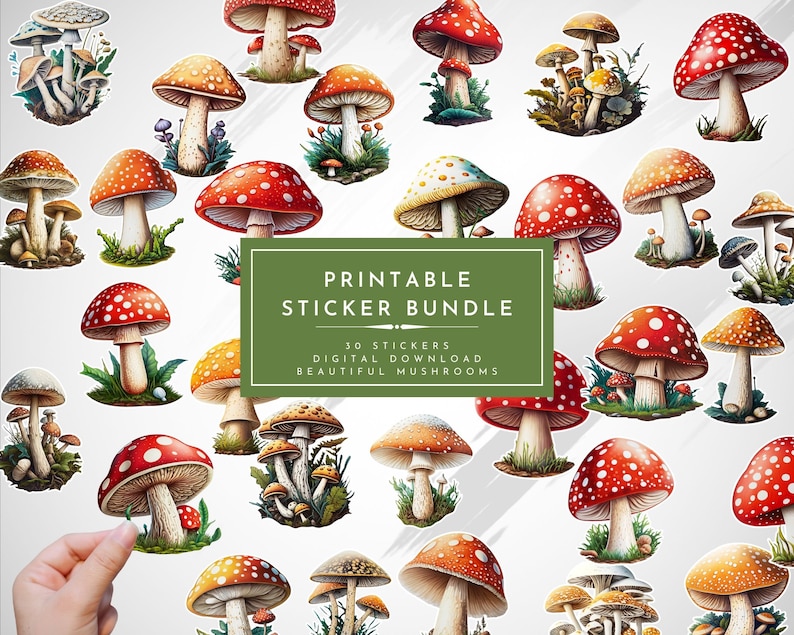 30 pegatinas de hongos imprimibles recursos para maestros - Etsy México