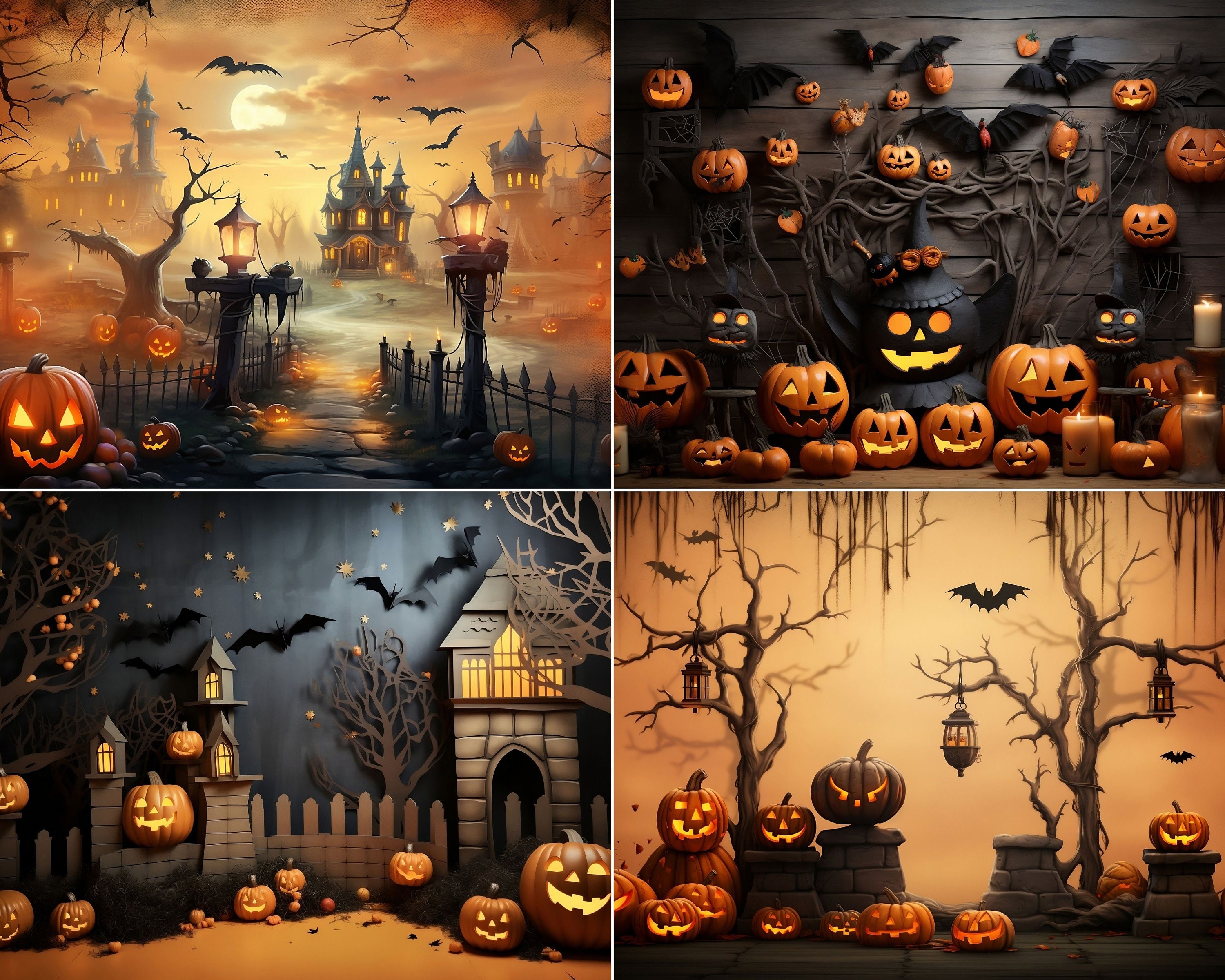 20x Halloween Themed Backgrounds, Studio Digital Photography, Pumpkins ...