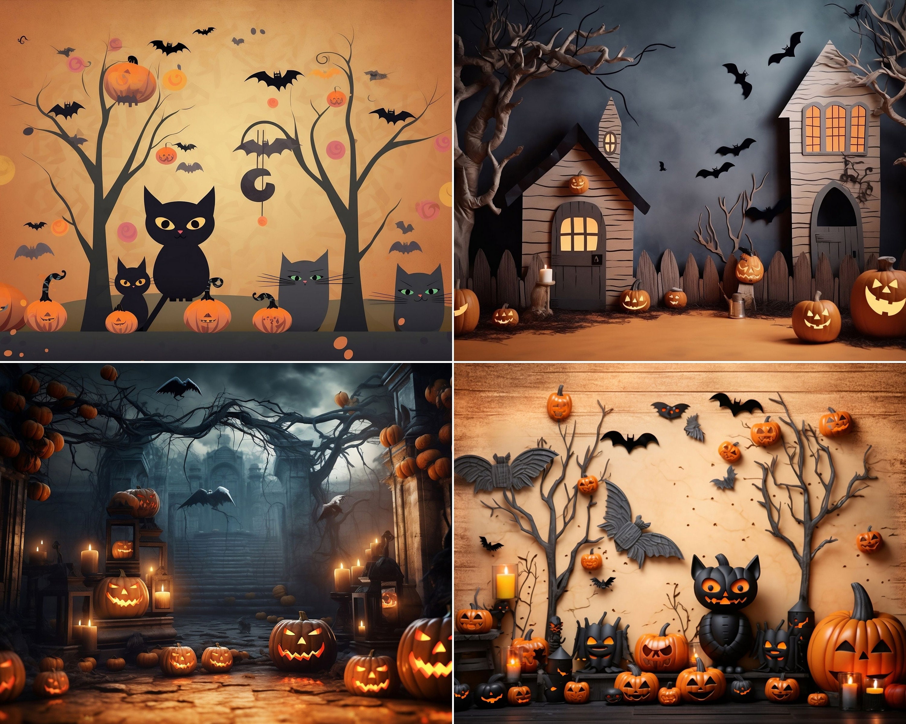 20x Halloween Themed Backgrounds, Studio Digital Photography, Pumpkins ...