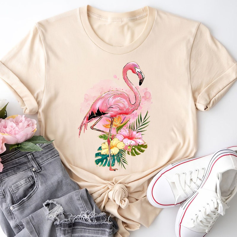 Flamingo V Neck Tops - Etsy