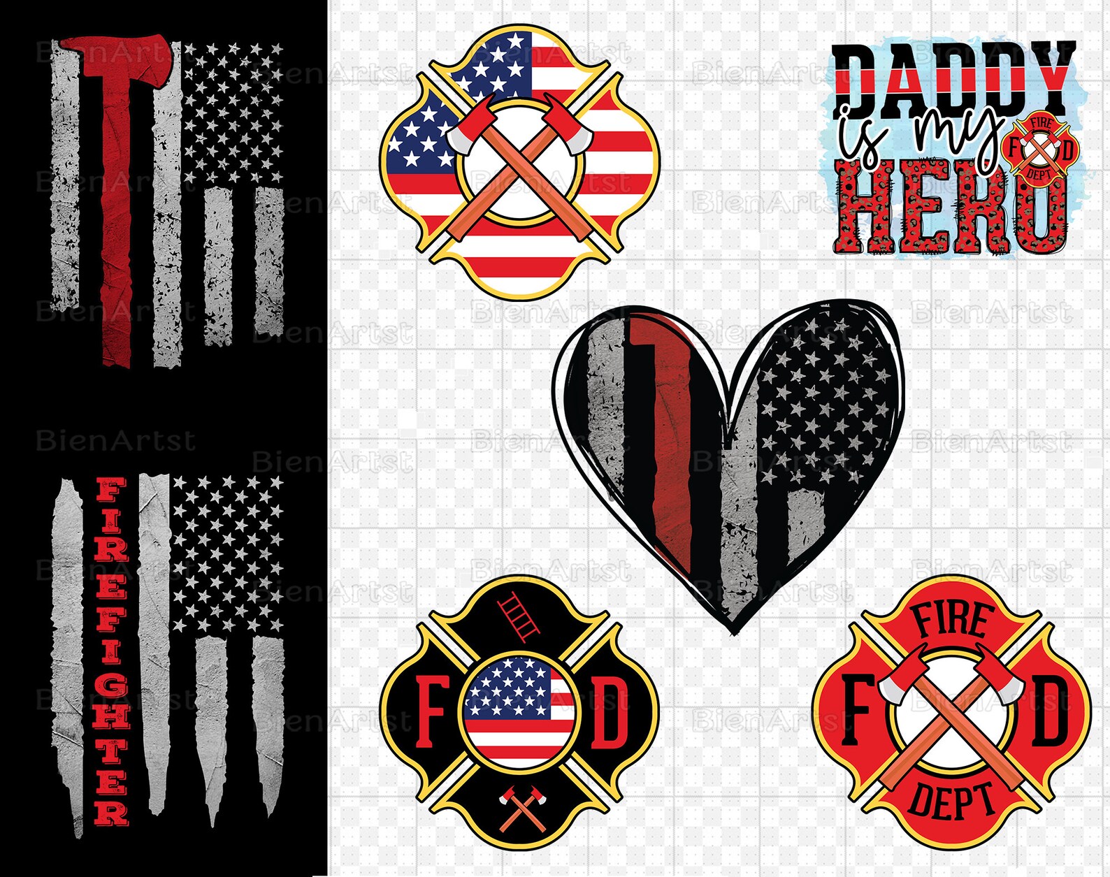 Firefighter PNG Bundle, Maltese Cross, Fire Dept Designs (digital ...