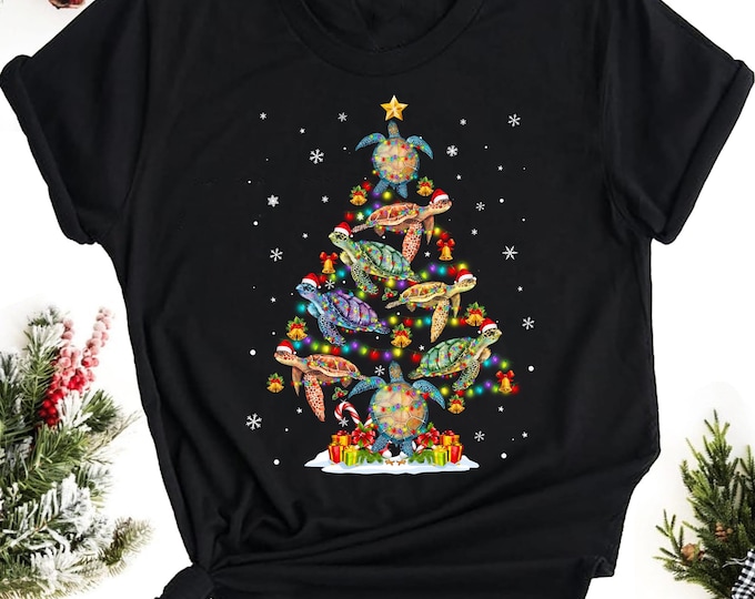 Sea Turtle Christmas T-shirt Cute Turtle Tee Christmas Sea Animal Shirt ...