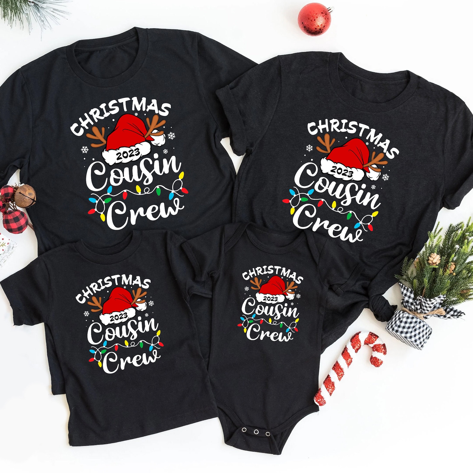 Christmas 2023 Cousin Crew Shirt, Santa Hat Christmas Cousin Crew Shirt, Cousin Christmas Shirt ...