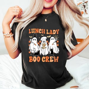 Lunch Lady Boo Crew Shirt, Spooky Lunch Lady Shirt, Funny Halloween ...