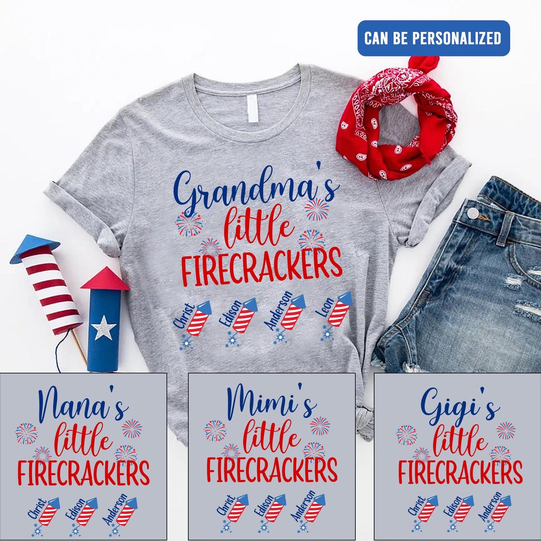 Personalized Grandma’s Little Firecracker T Shirt, Custom Grandma ...