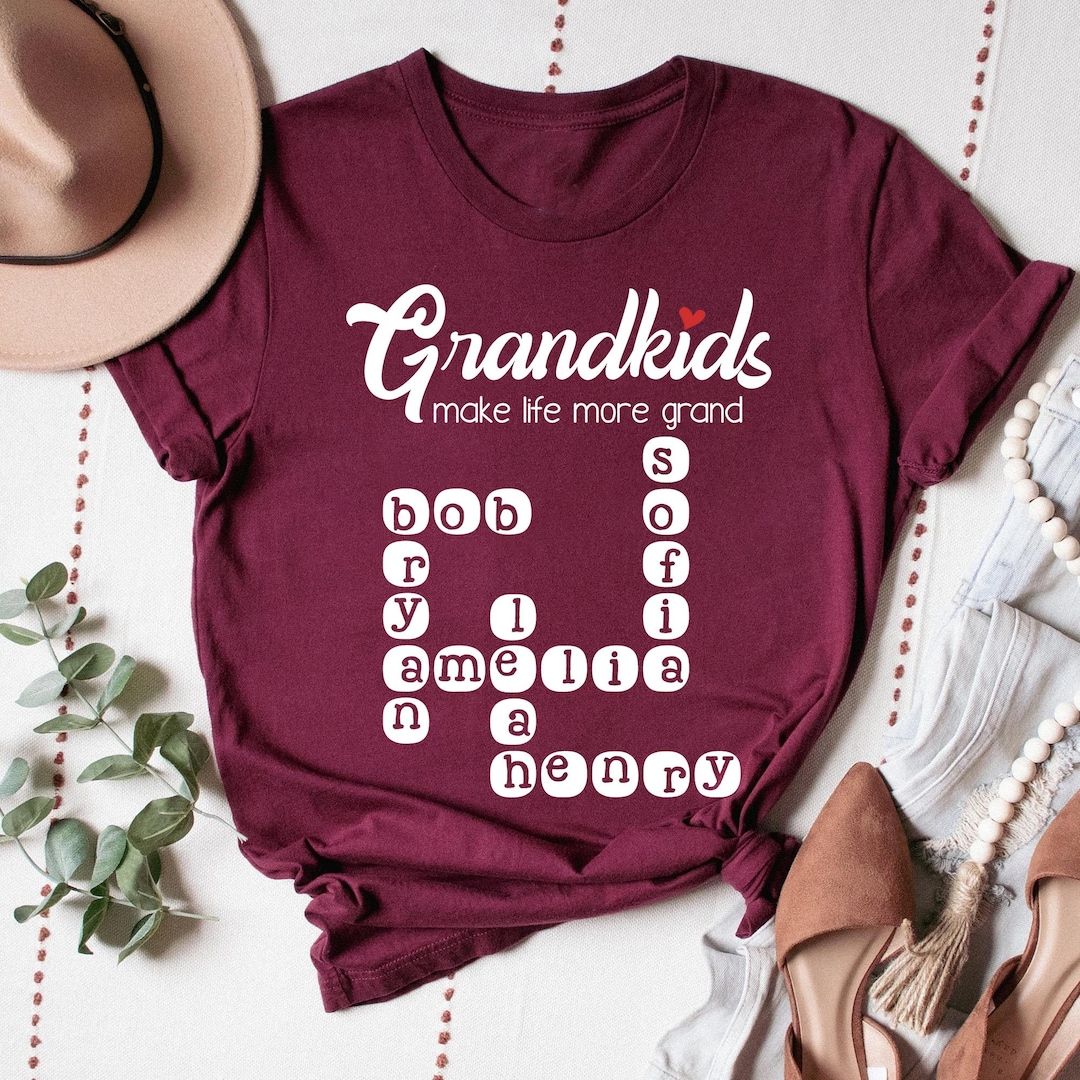 Grandkids Make Life More Grand Shirt, Custom Crossword Puzzle Art Gift ...