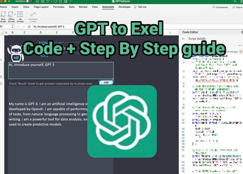 Gpttoexcel Bring the Power of Openai's Chatbot to Excel - Etsy