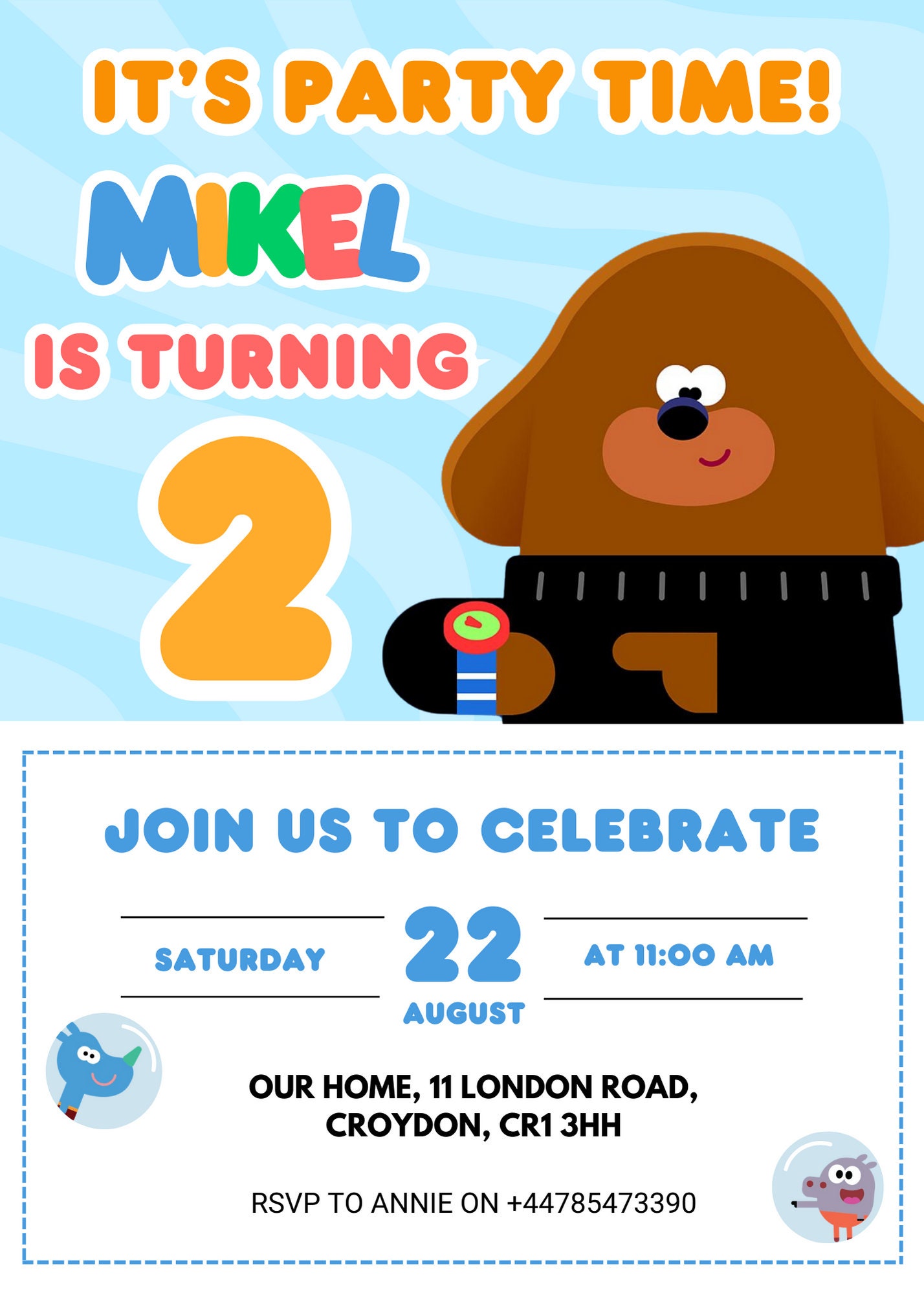 Hey Duggee Party Invite | Digital Download Personalised Invitation ...