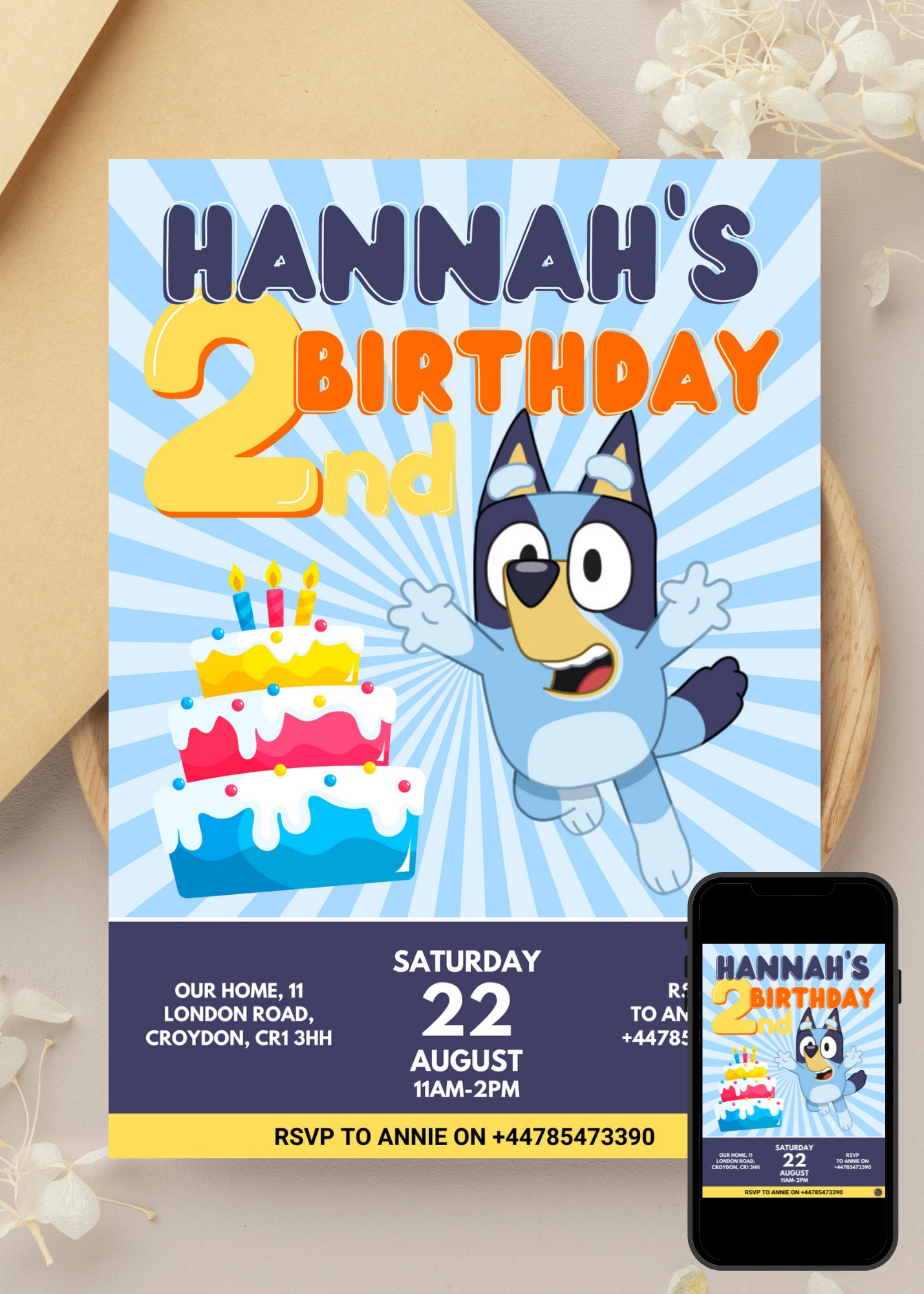 Bluey Party Invite | Digital Download Personalised Invitation | Kids ...