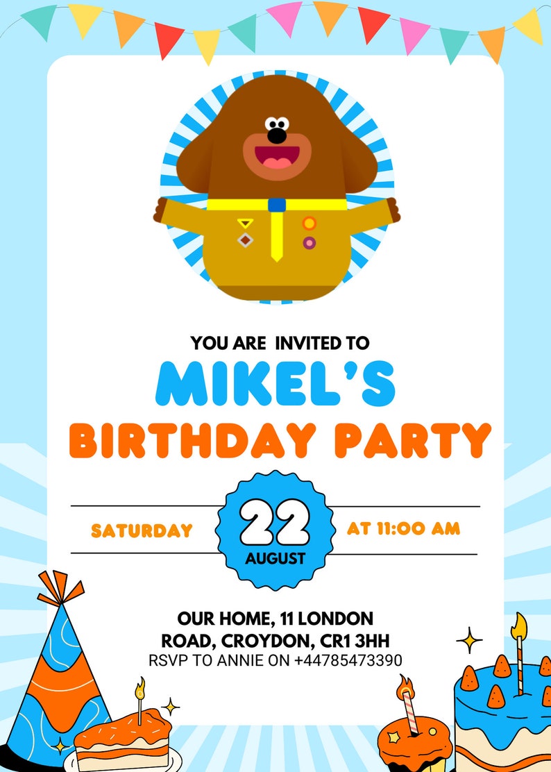 Hey Duggee Party Invitation: Personalized Kids Birthday (digital ...