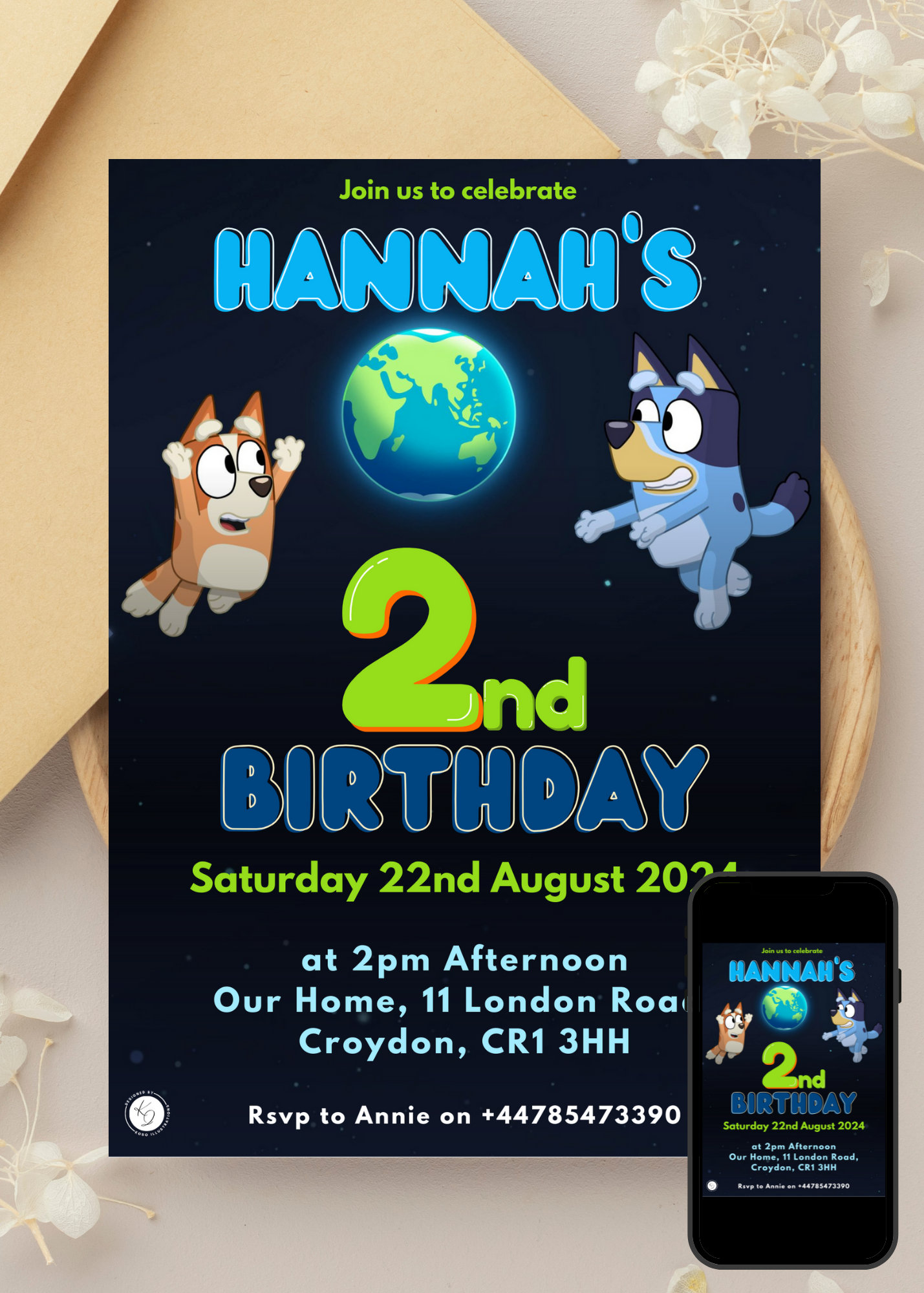 Bluey Party Invite | Digital Download Personalised Invitation | Kids ...