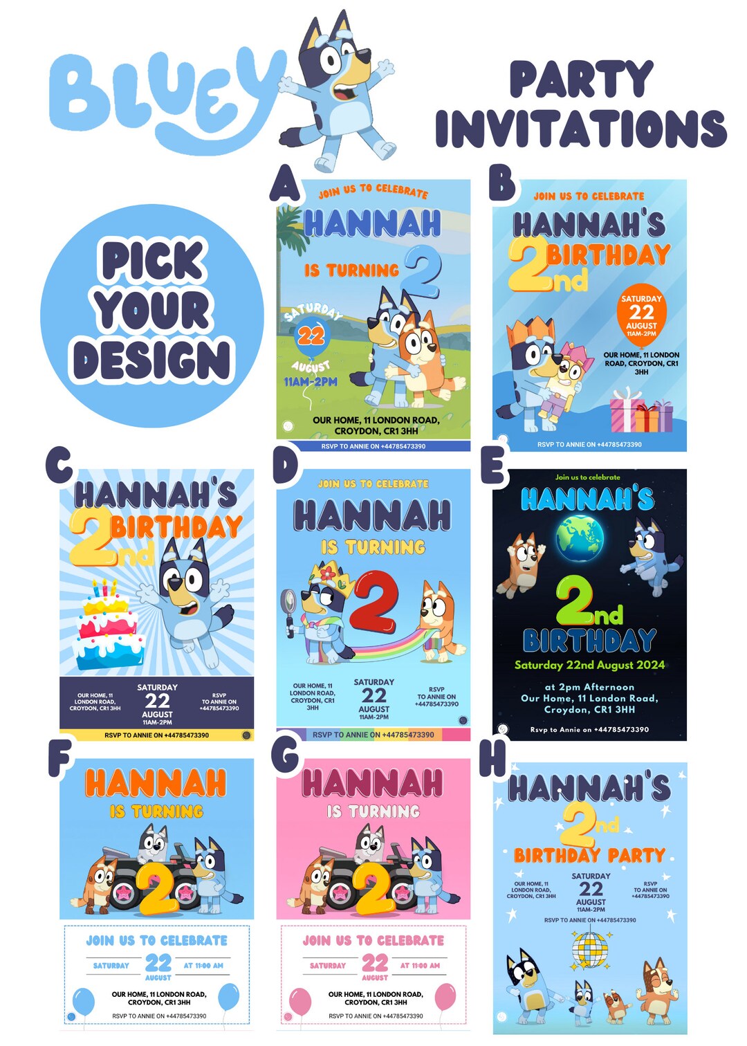 Bluey Party Invite | Digital Download Personalised Invitation | Kids ...