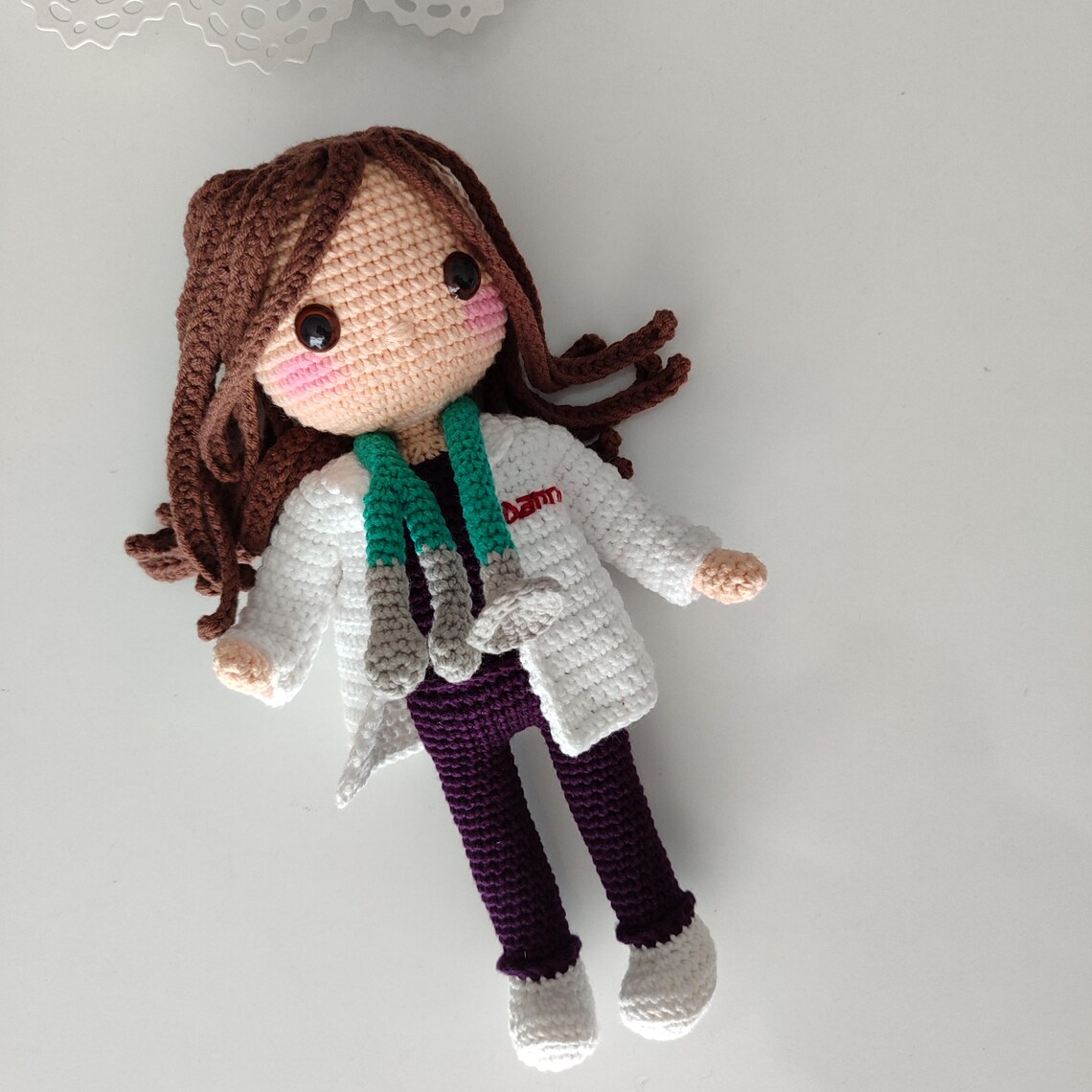 Crochet Doctor Doll Pattern: Amigurumi With Stethoscope (PDF Tutorial ...