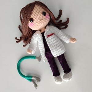 Crochet Doctor Doll Pattern: Amigurumi With Stethoscope (PDF Tutorial ...