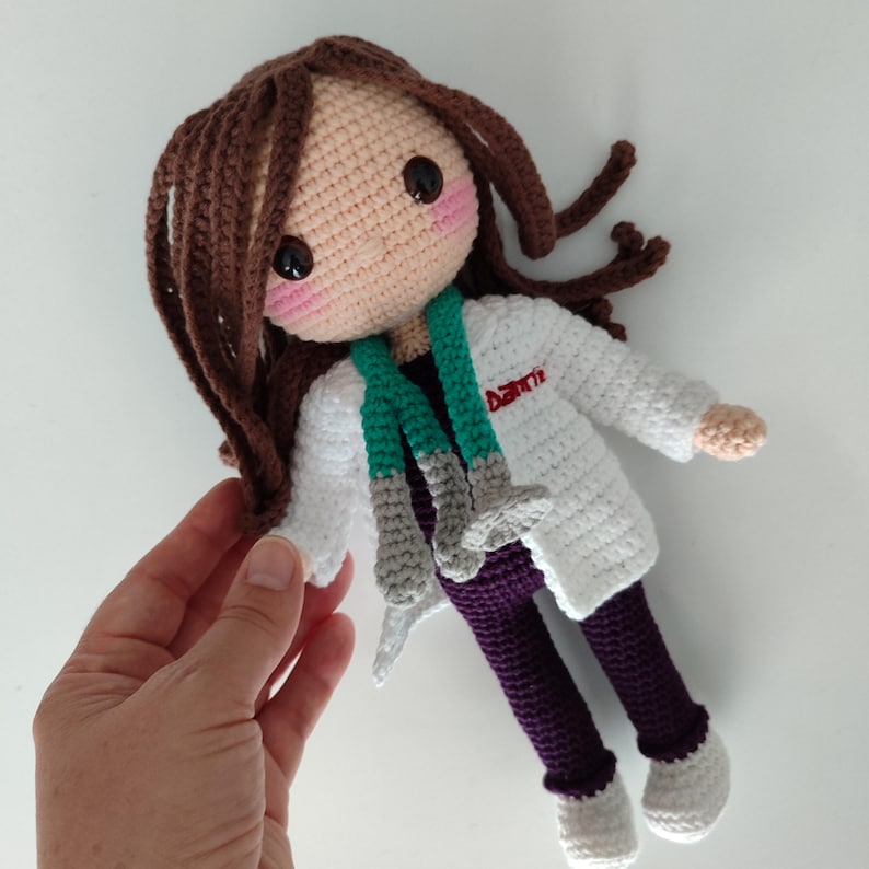 Crochet Doctor Doll Pattern: Amigurumi With Stethoscope (PDF Tutorial ...