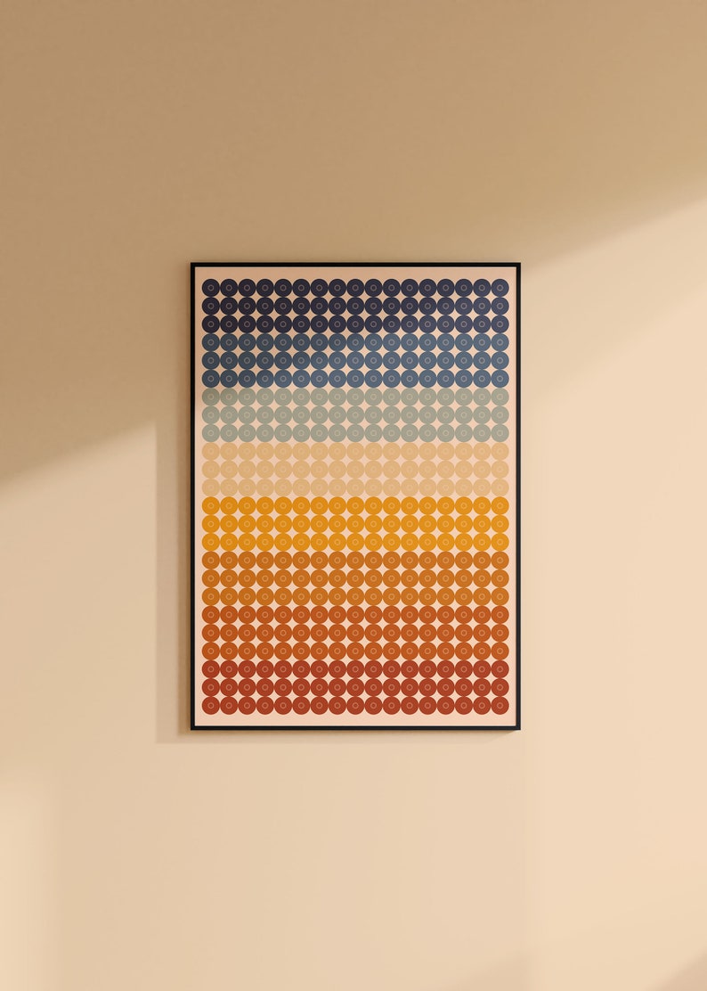 Circle Pattern Print Midcentury Modern Geometric Shapes Poster Rainbow ...