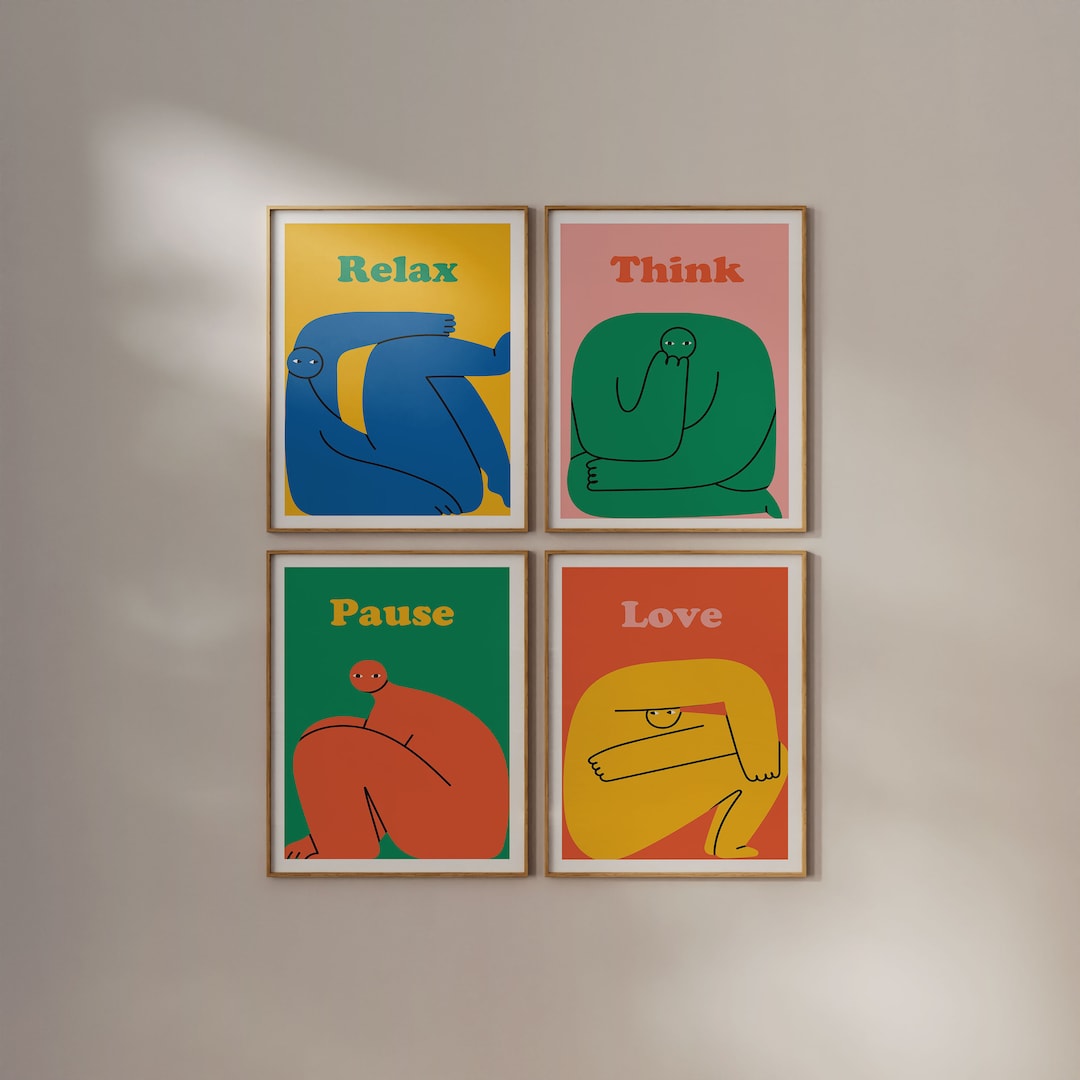 Motivational Wall Art Set Positive Affirmations Self Love Quotes Retro ...