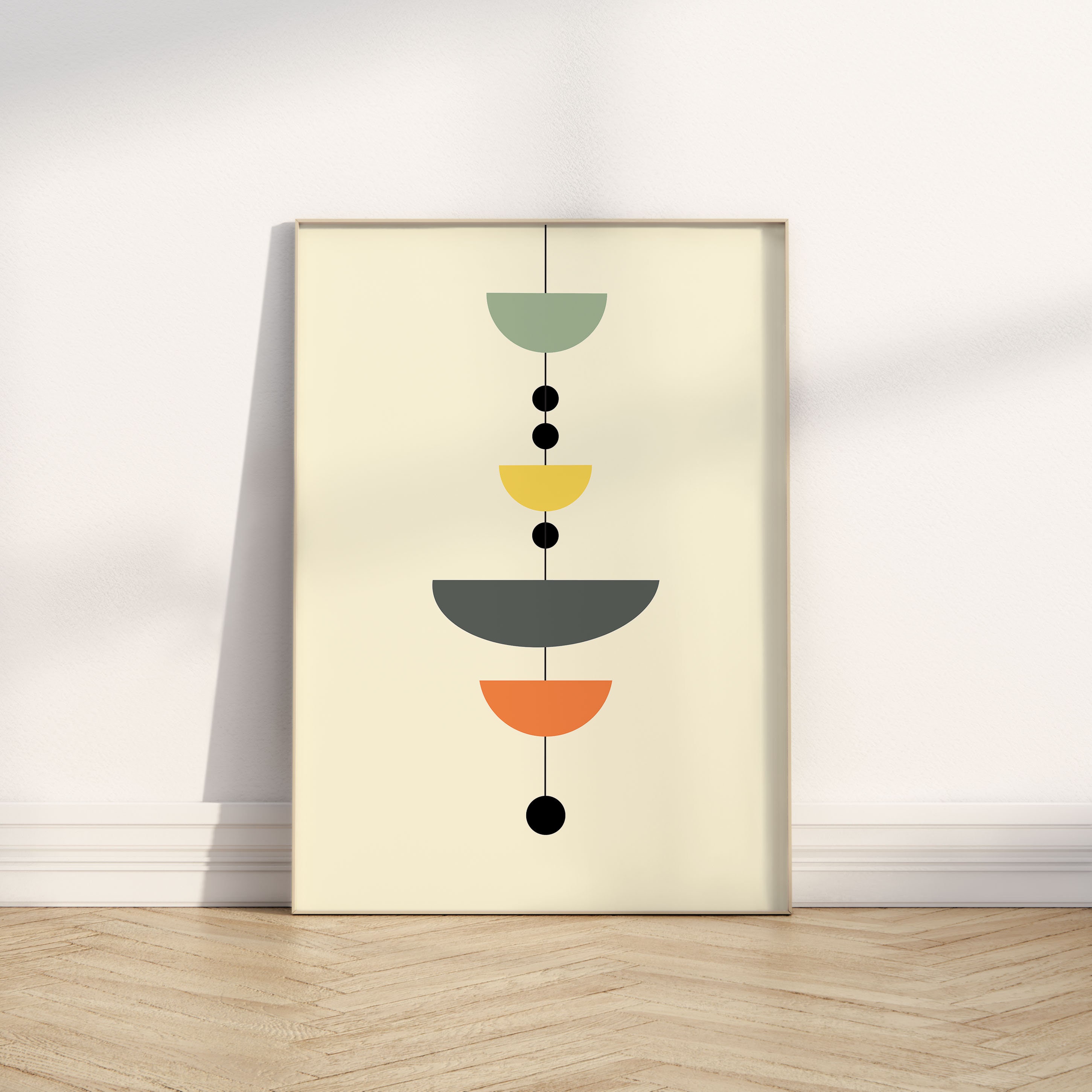 Set von 6 Drucken Salbeigrün Midcentury moderne abstrakte druckbare Wandkunst Bauhaus Kreis ...