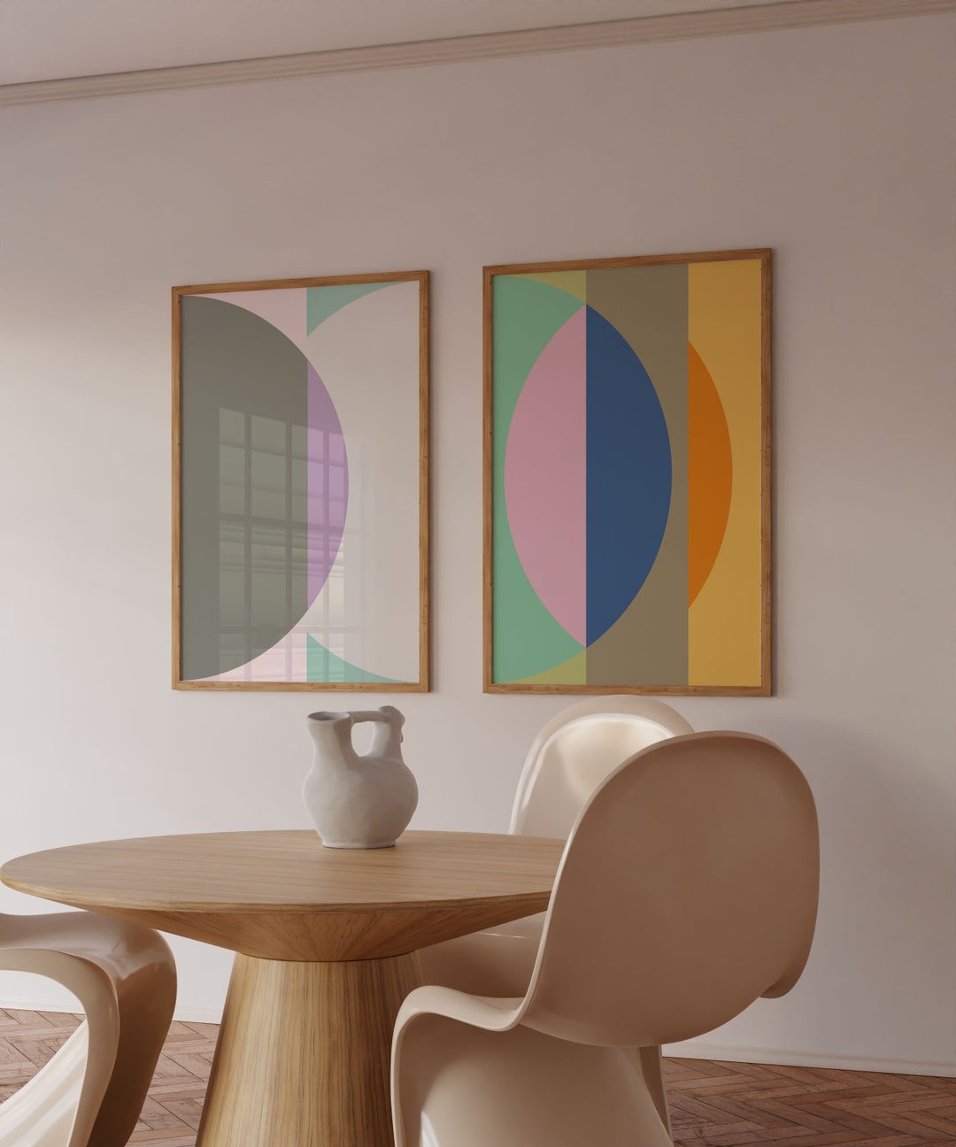 MCM Print Set of 2 Retro Poster Vintage Colorful Circle Printable Wall ...