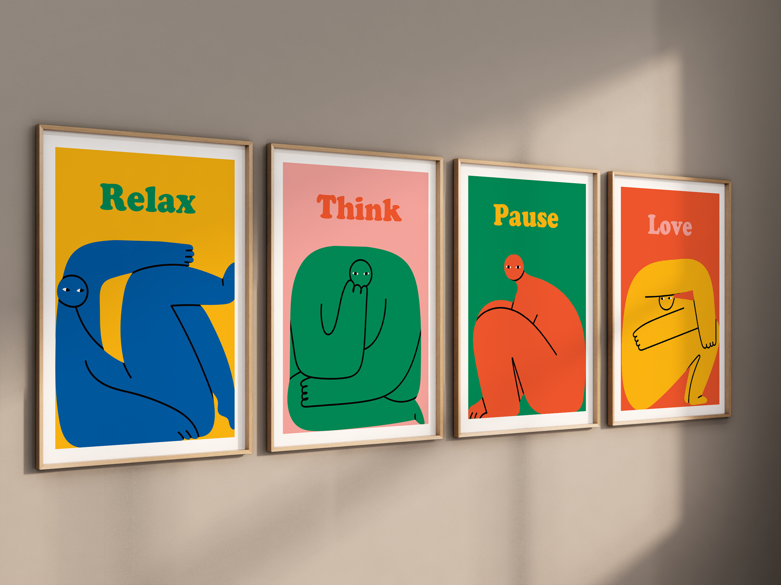 Motivational Wall Art Set Positive Affirmations Self Love Quotes Retro ...