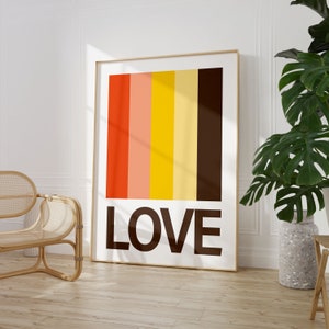 1970s Retro Print Set of 2 Boho Poster Orange Love Printable Wall Art ...