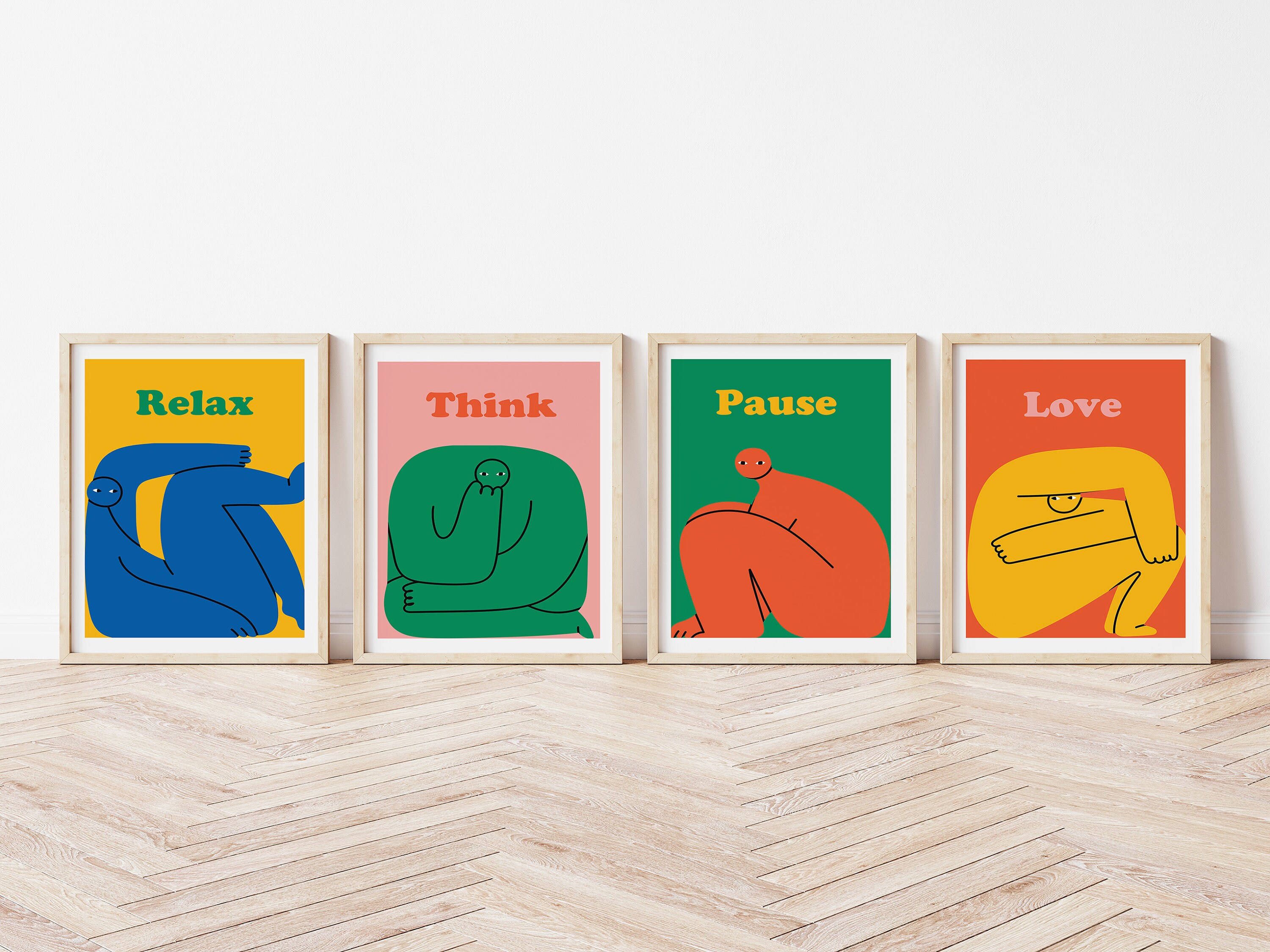 Motivational Wall Art Set Positive Affirmations Self Love Quotes Retro ...