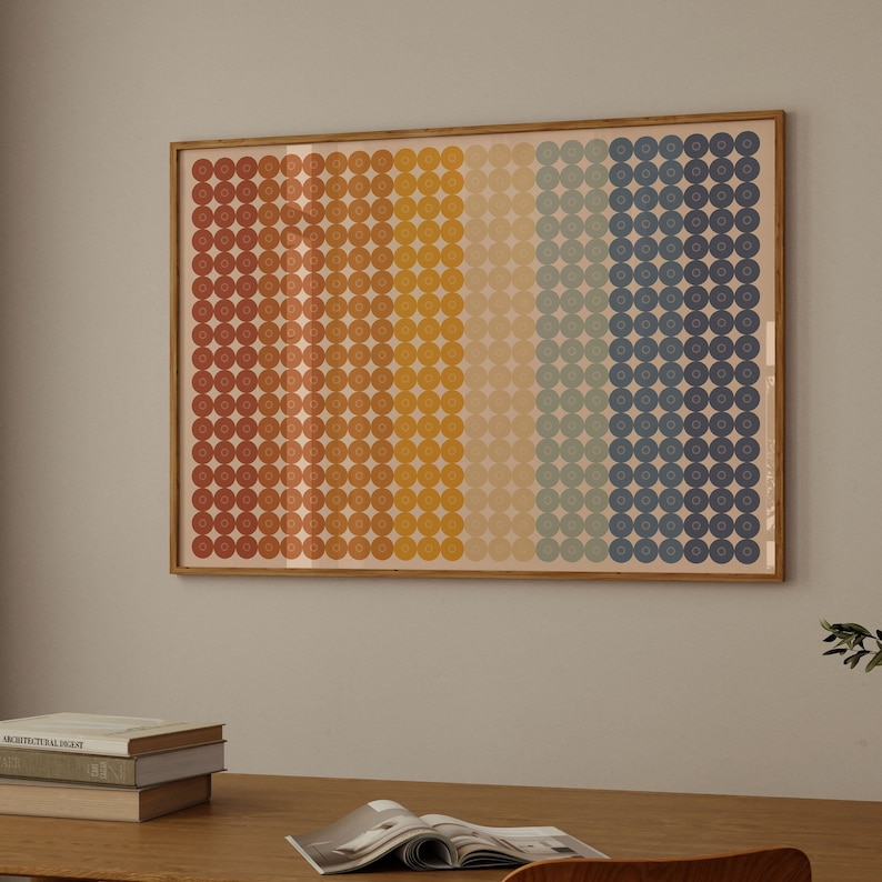 Circle Pattern Print Midcentury Modern Abstract Poster Rainbow MCM ...