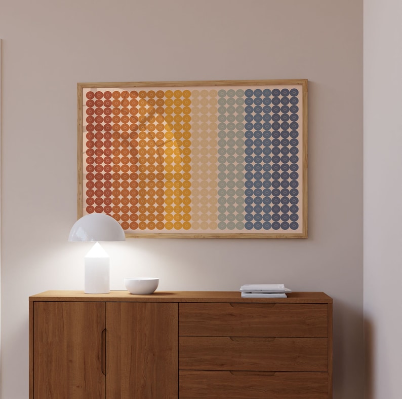 Circle Pattern Print Midcentury Modern Abstract Poster Rainbow MCM ...