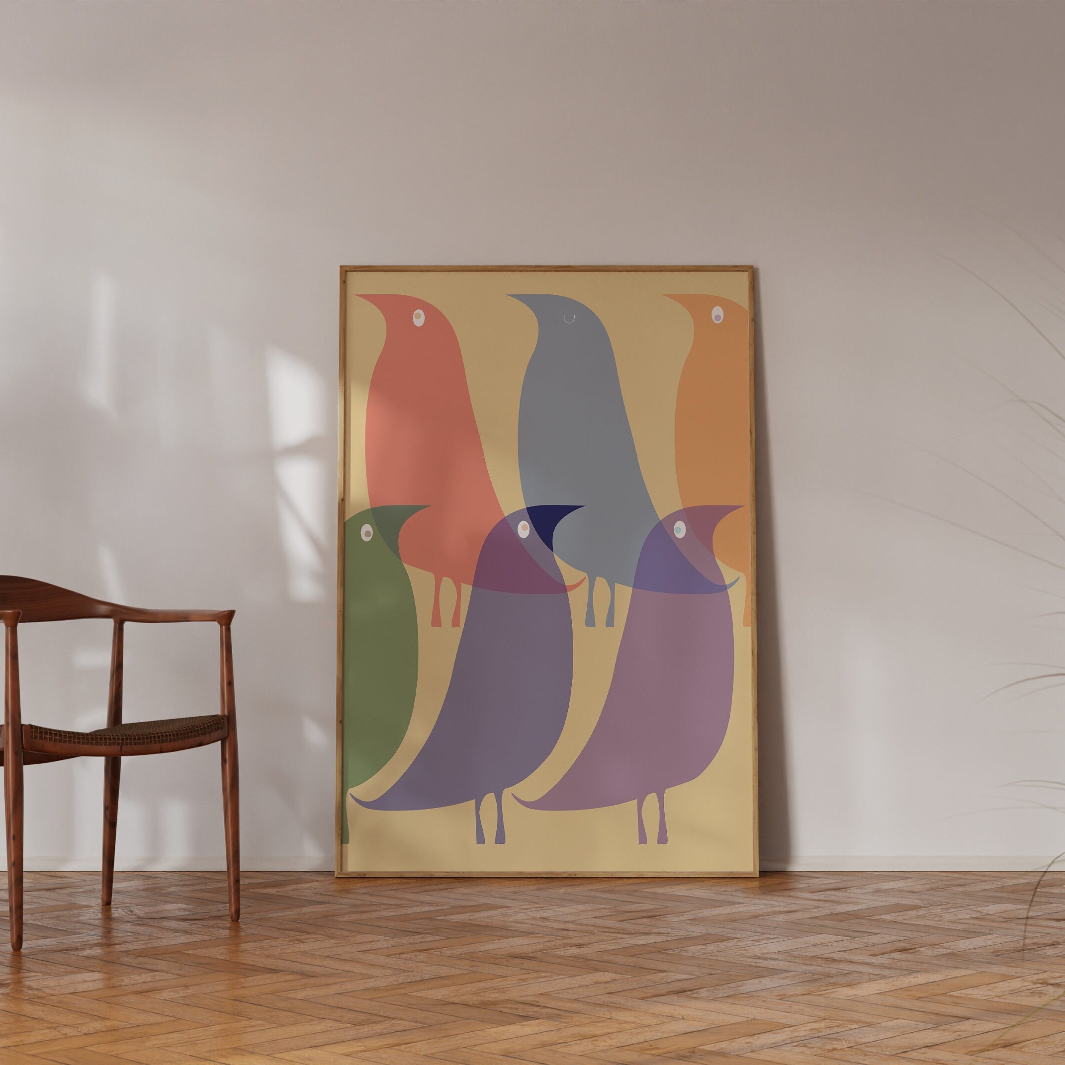 Bird Art Print Mid Century Modern Animal Art Minimalist Nature Poster ...