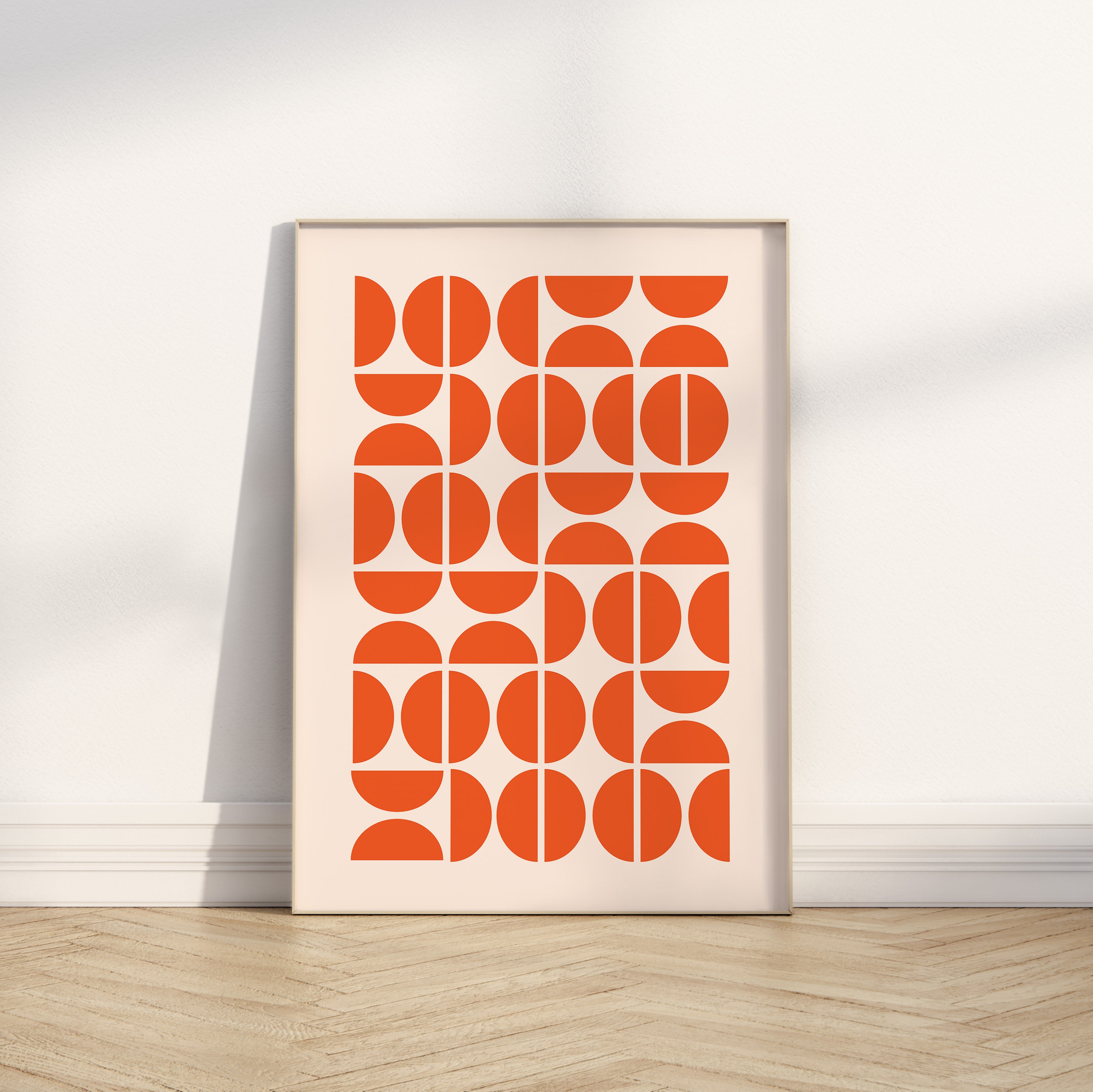 Green Print Set of 6 Orange Poster Gallery Wall Bauhaus Orange Abstract ...
